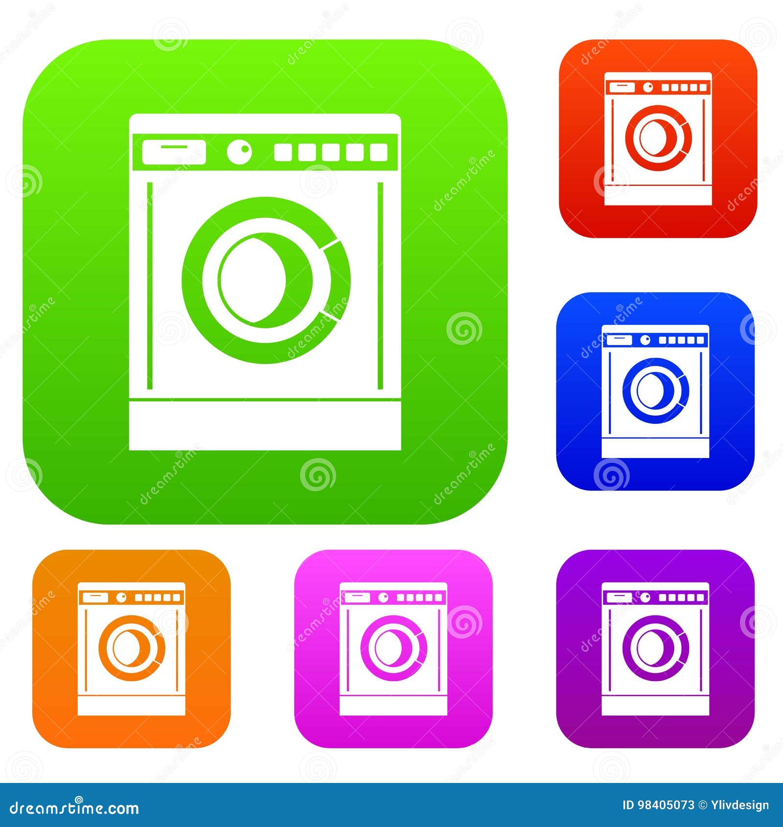 Washing Machine Set Collection Stock Vector - Illustration of panel ...