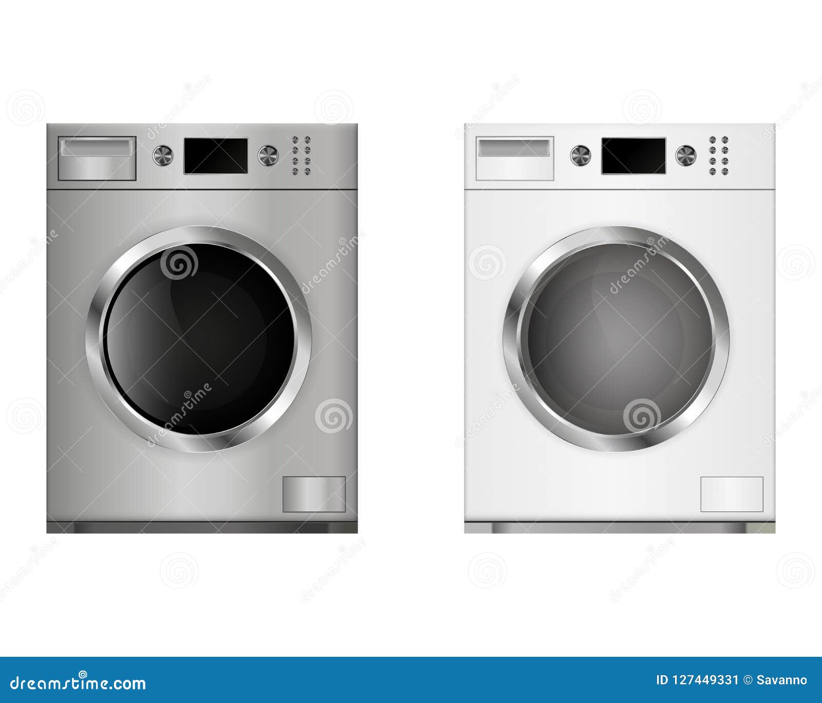 Washing Machine. Set of White and Metallic Surface Stock Vector ...