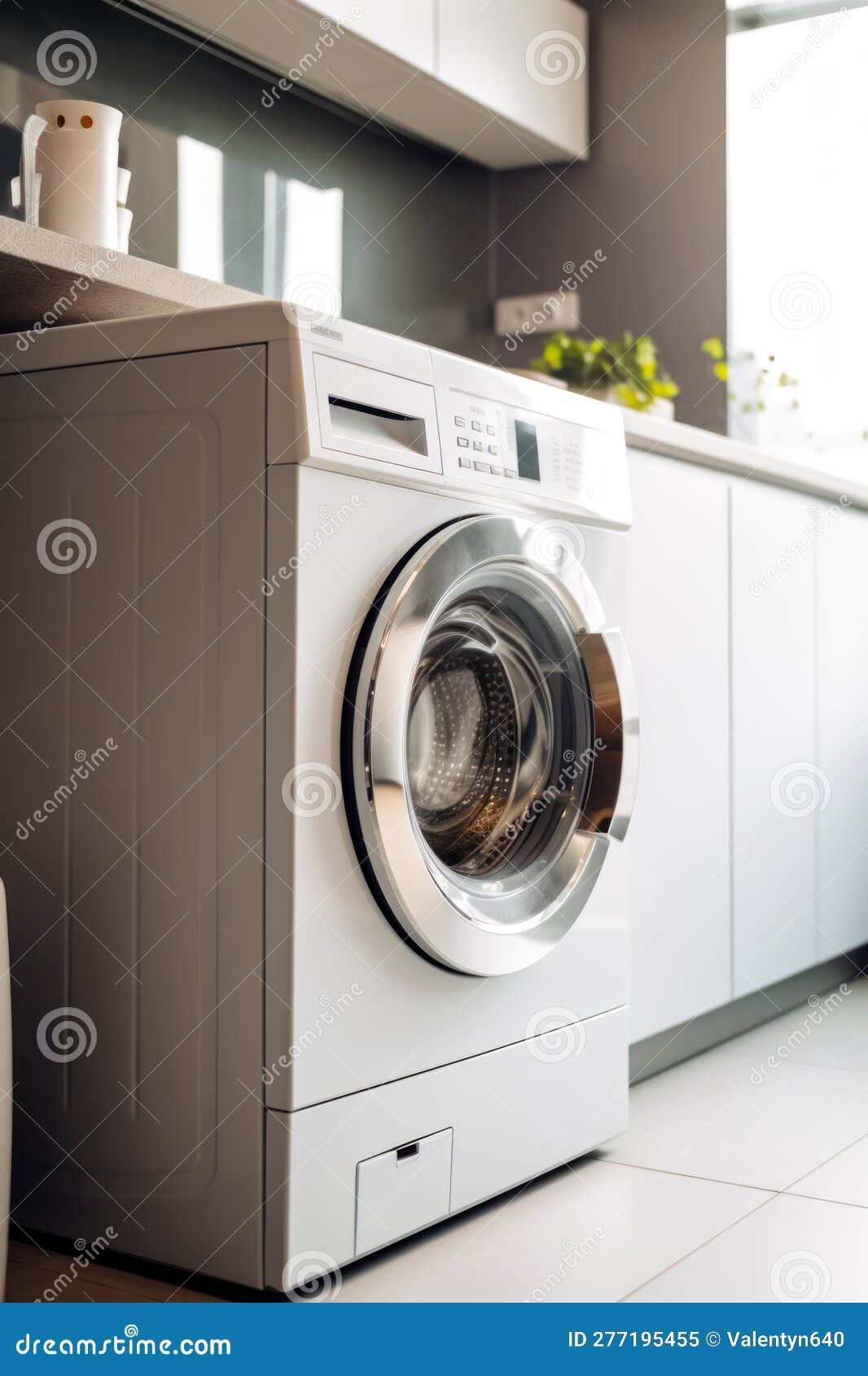 Washing Machine Sitting in Kitchen Next To Dryer and Cabinets ...