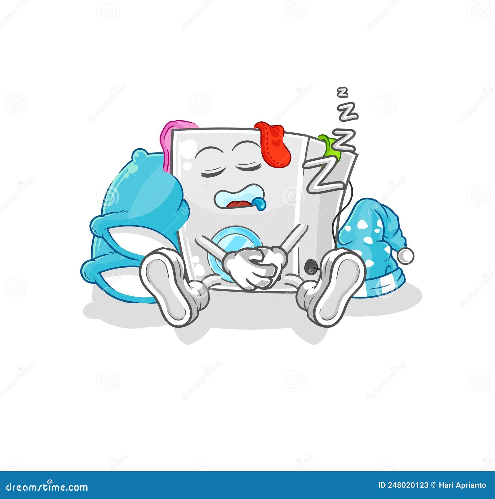 Washing Machine Sleeping Character. Cartoon Mascot Vector Stock Vector ...