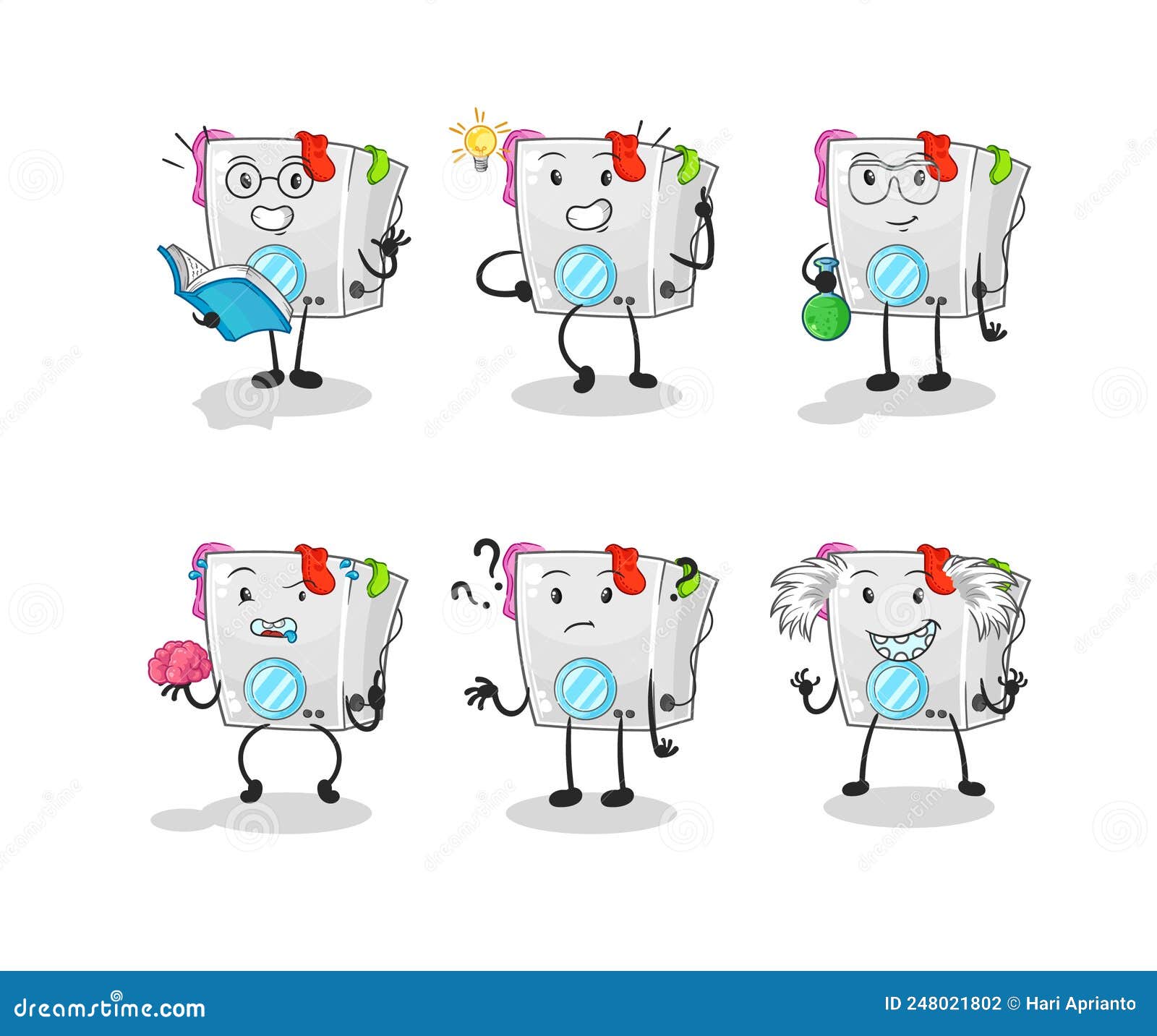 Washing Machine Thinking Group Character. Cartoon Mascot Vector Stock ...