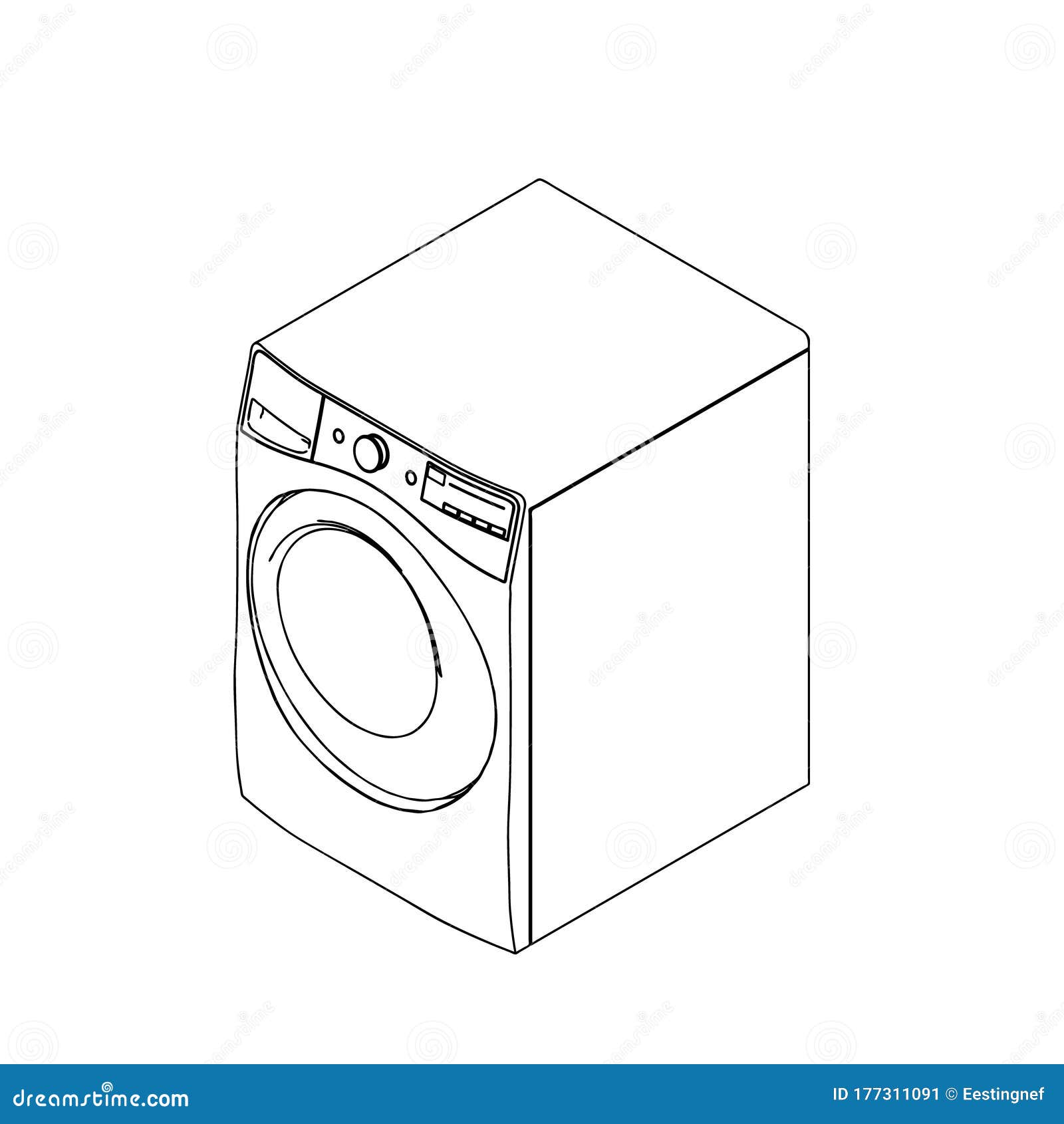 Washing Machine. Vector Outline Illustration Stock Vector ...