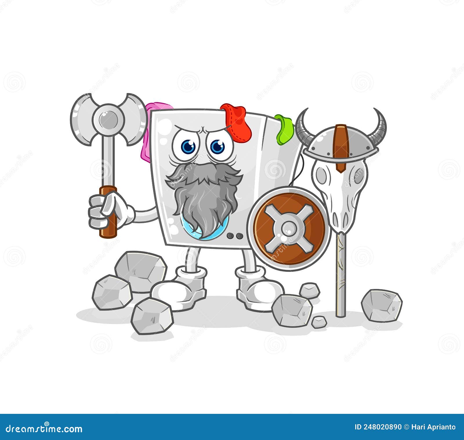 Washing Machine Viking with an Ax Illustration. Character Vector Stock ...