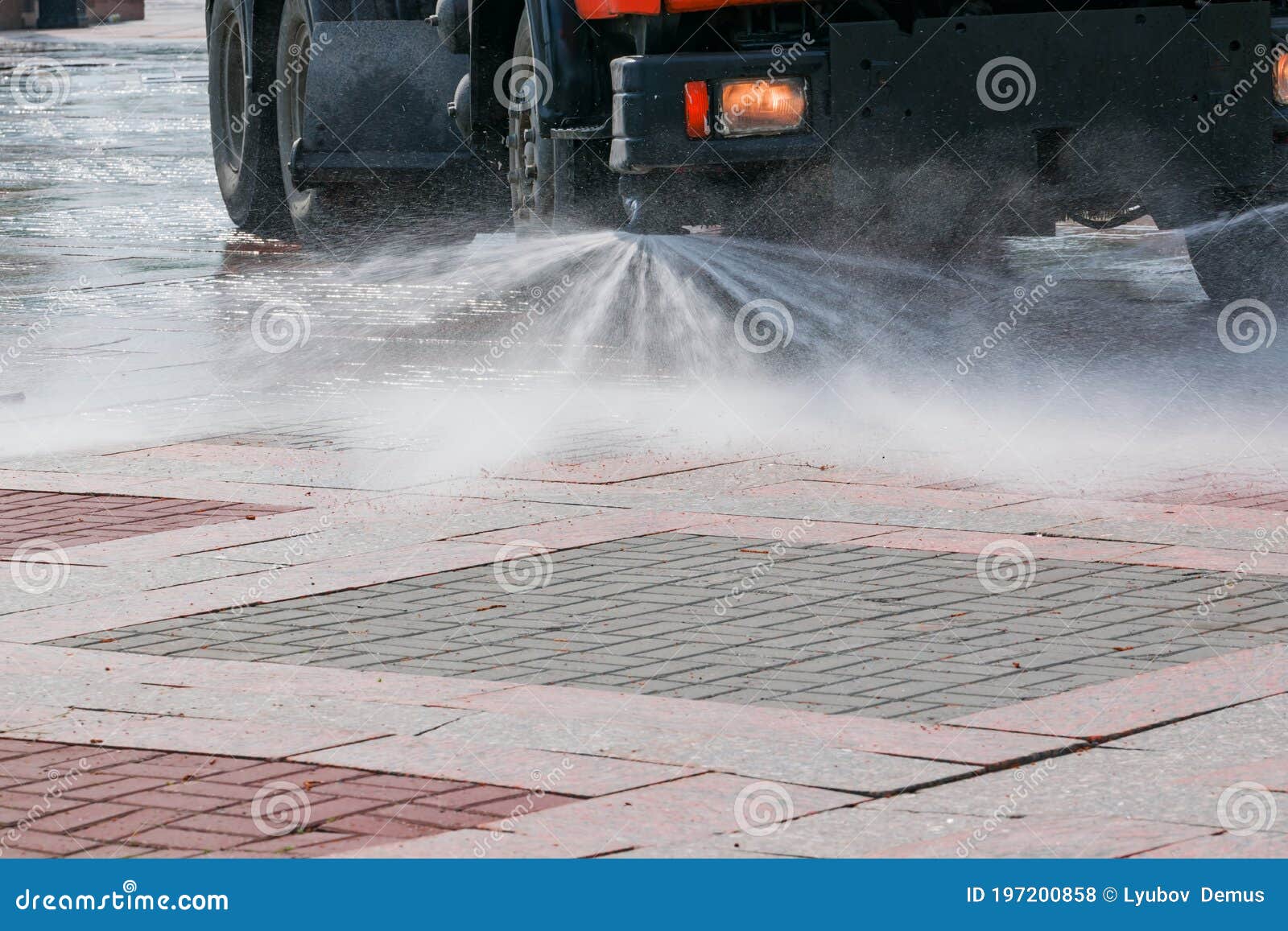 A Washing Machine Washes the Street Pavement. Stock Photo - Image of ...