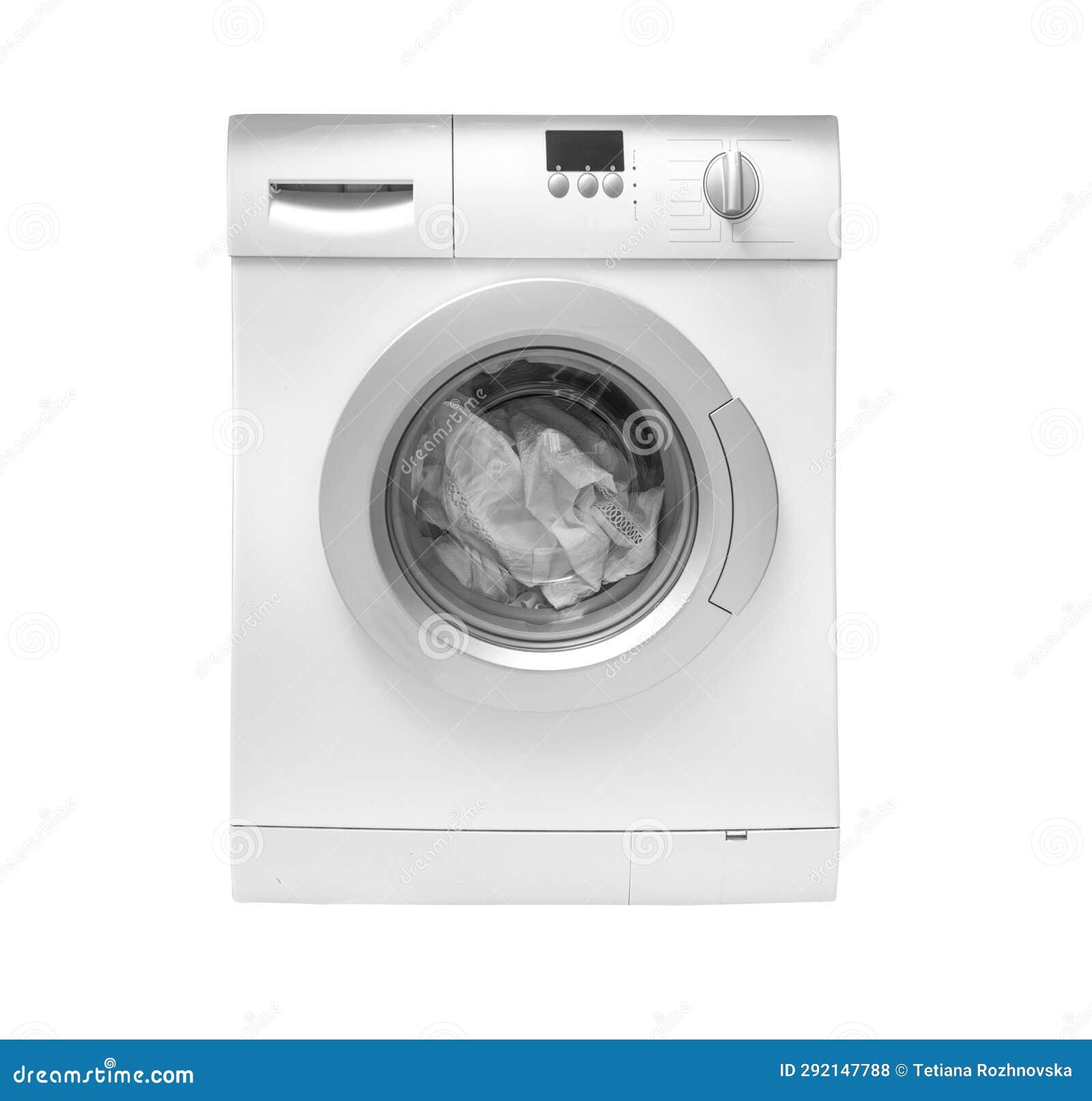 Washing Machine on White Background. Stock Photo - Image of cotton ...