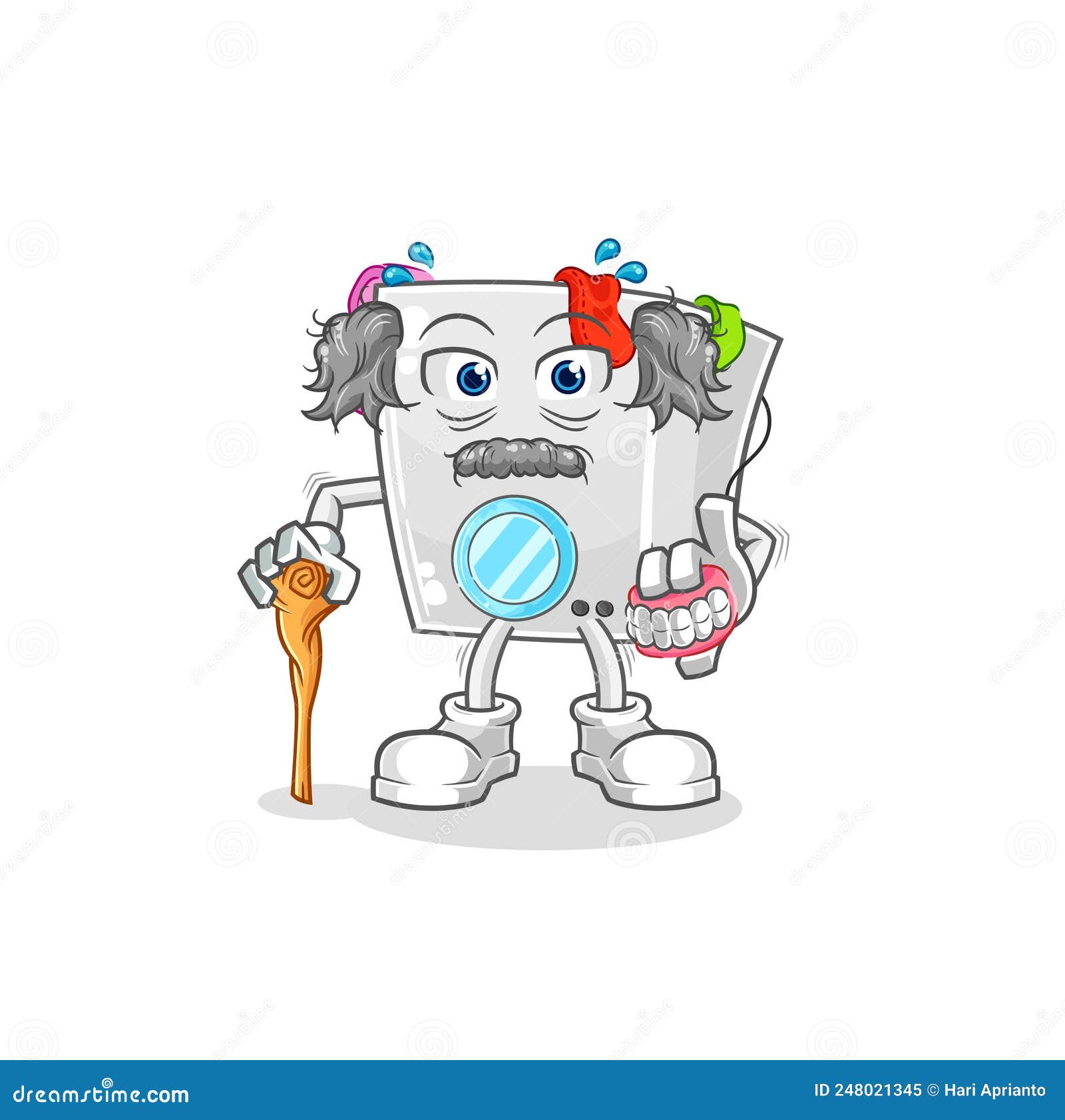Washing Machine White Haired Old Man. Character Vector Stock Vector ...