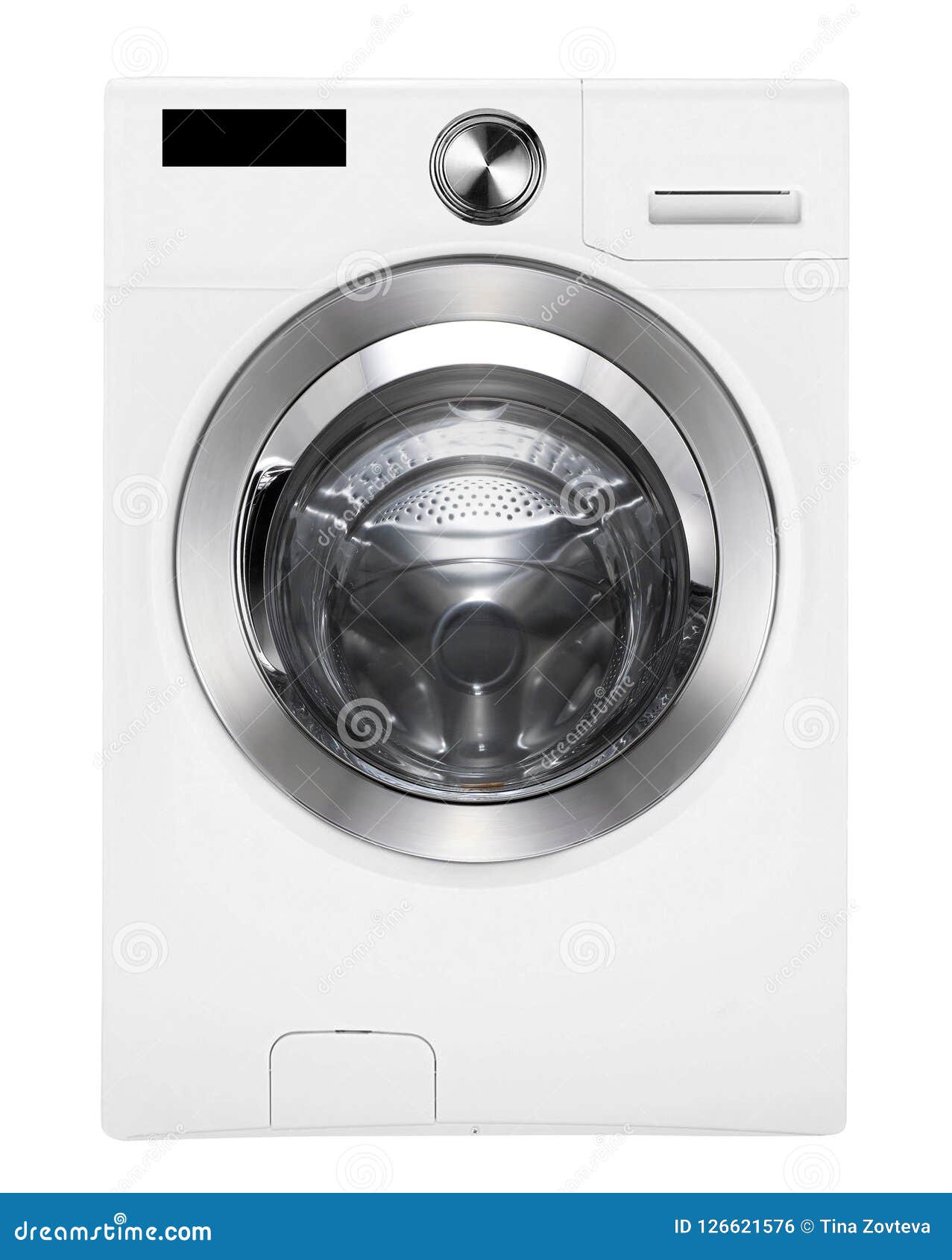 Washing machine on white stock photo. Image of metal - 126621576