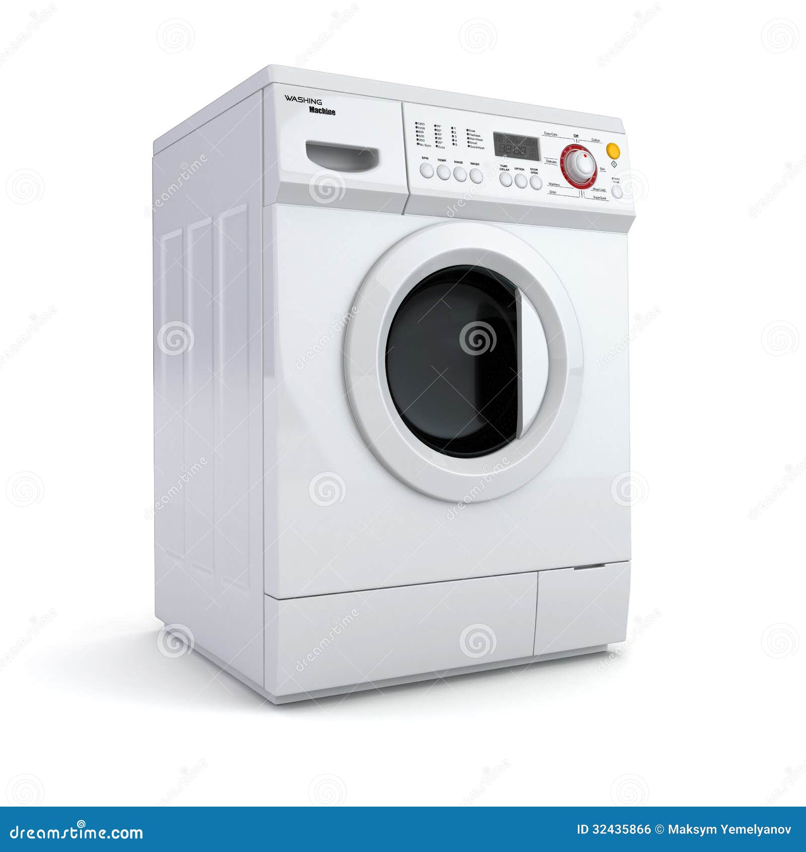 Washing Machine on White Isolated Background. Stock Illustration ...