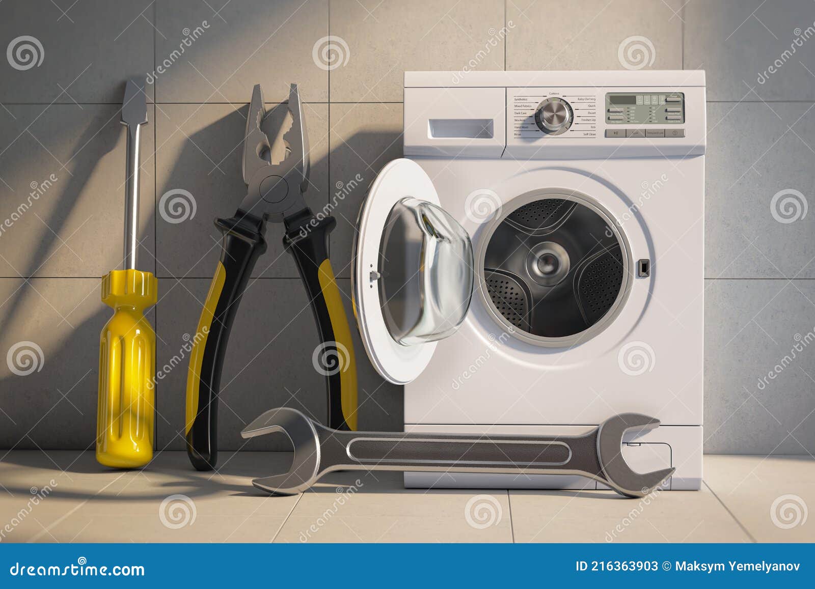 Washing Machine with Work Tools. Repair Service Stock Illustration ...