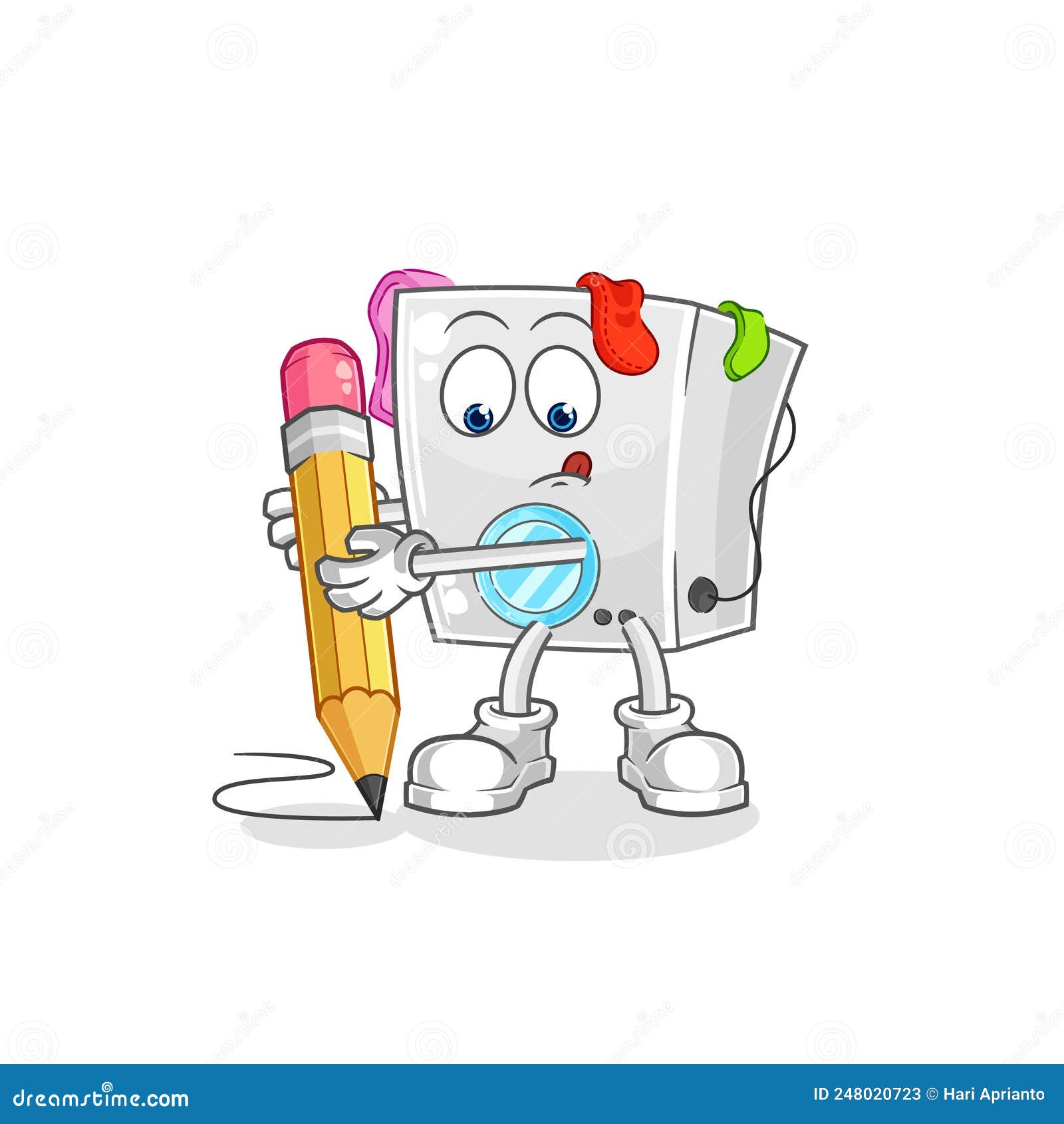 Washing Machine Write with Pencil. Cartoon Mascot Vector Stock Vector ...