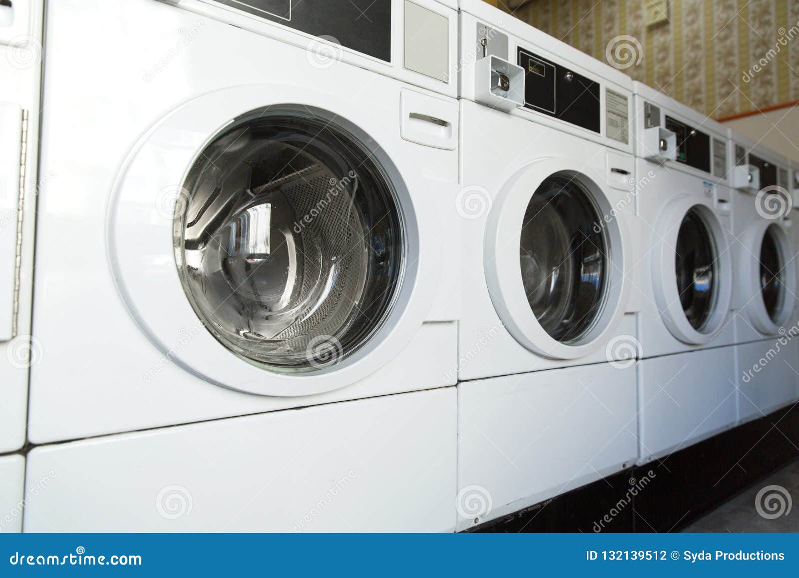 Washing Machines at Laundromat Stock Photo - Image of dryer, industrial ...