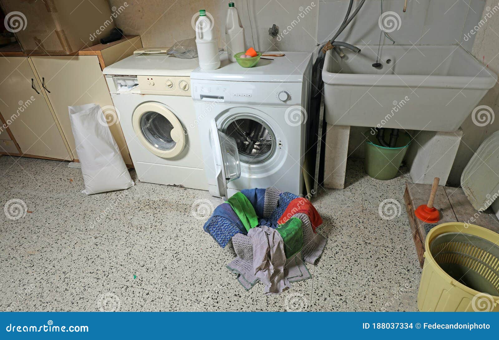 Washing Machines in the Laundry Room of the Community House Stock Photo ...