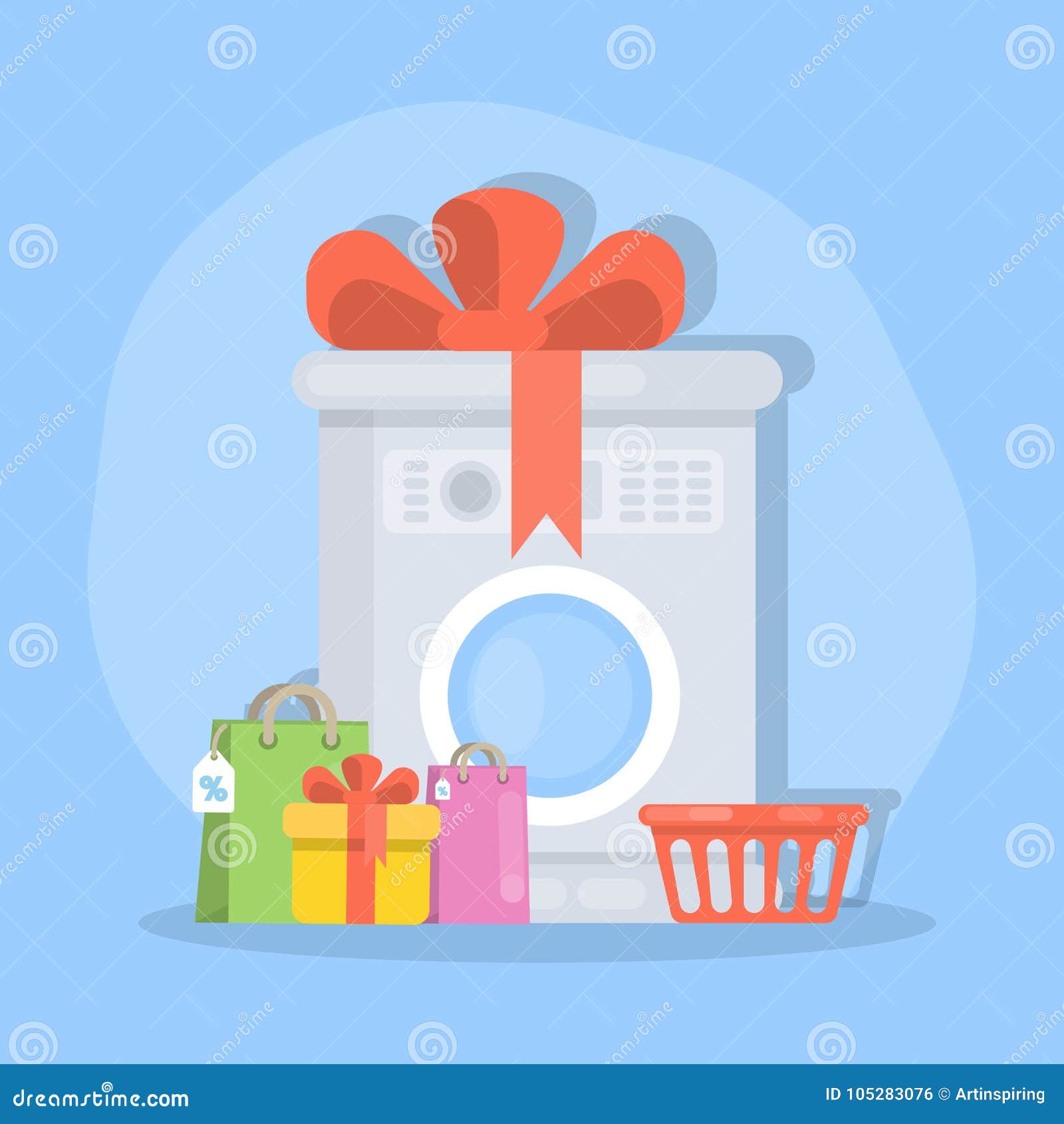 Washing machine gift. stock vector. Illustration of gift - 105283076