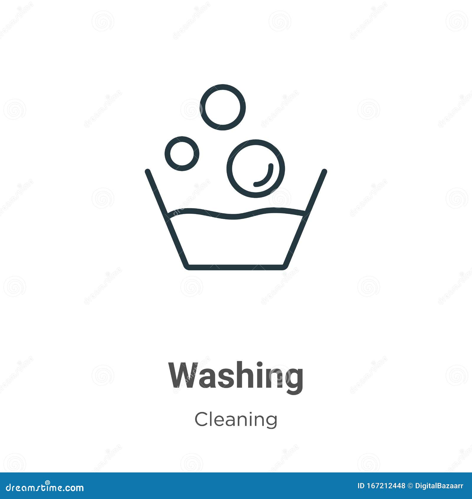 Washing Outline Vector Icon. Thin Line Black Washing Icon, Flat Vector ...