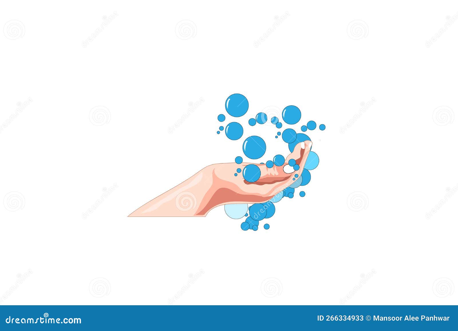 Washing Pair of Hand with Soap and Bubbles Vector Illustration Stock ...
