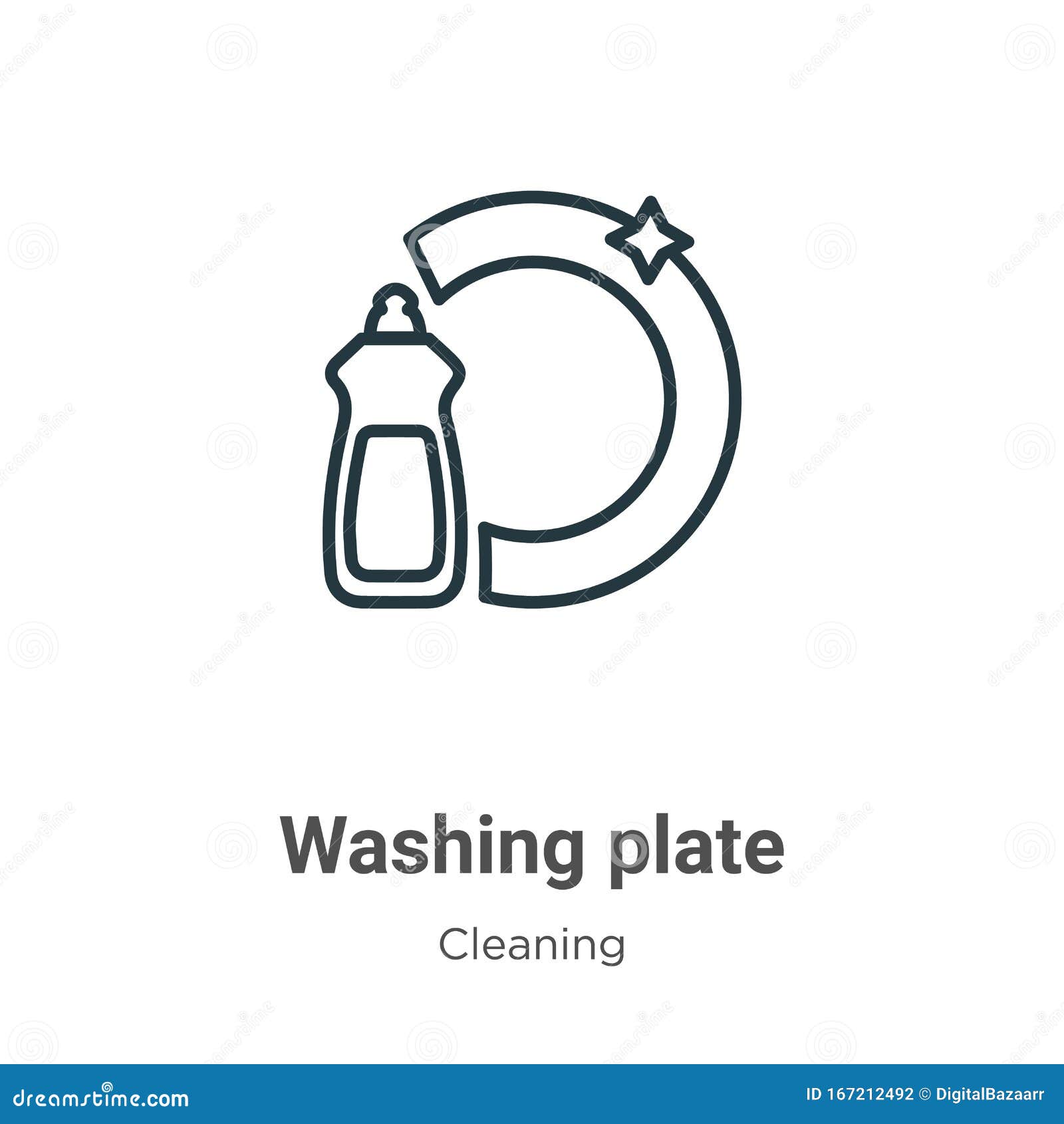 Washing Plate Outline Vector Icon. Thin Line Black Washing Plate Icon ...