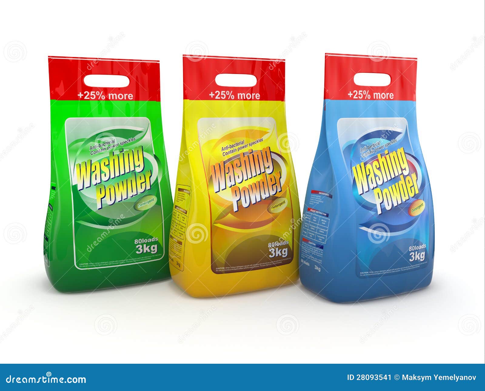 Washing Powder Bags Vector Realistic Mockup Set | CartoonDealer.com ...