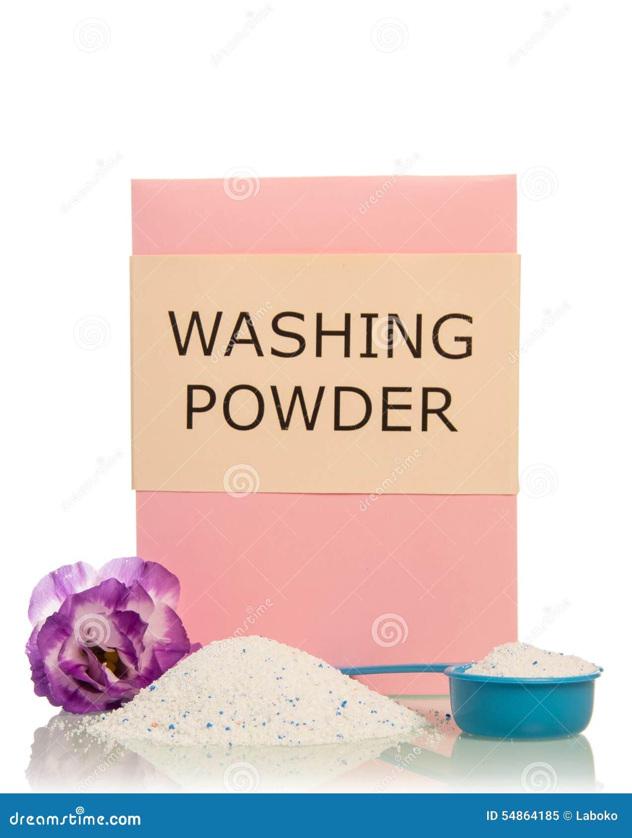Washing powder with flower stock image. Image of protection - 54864185
