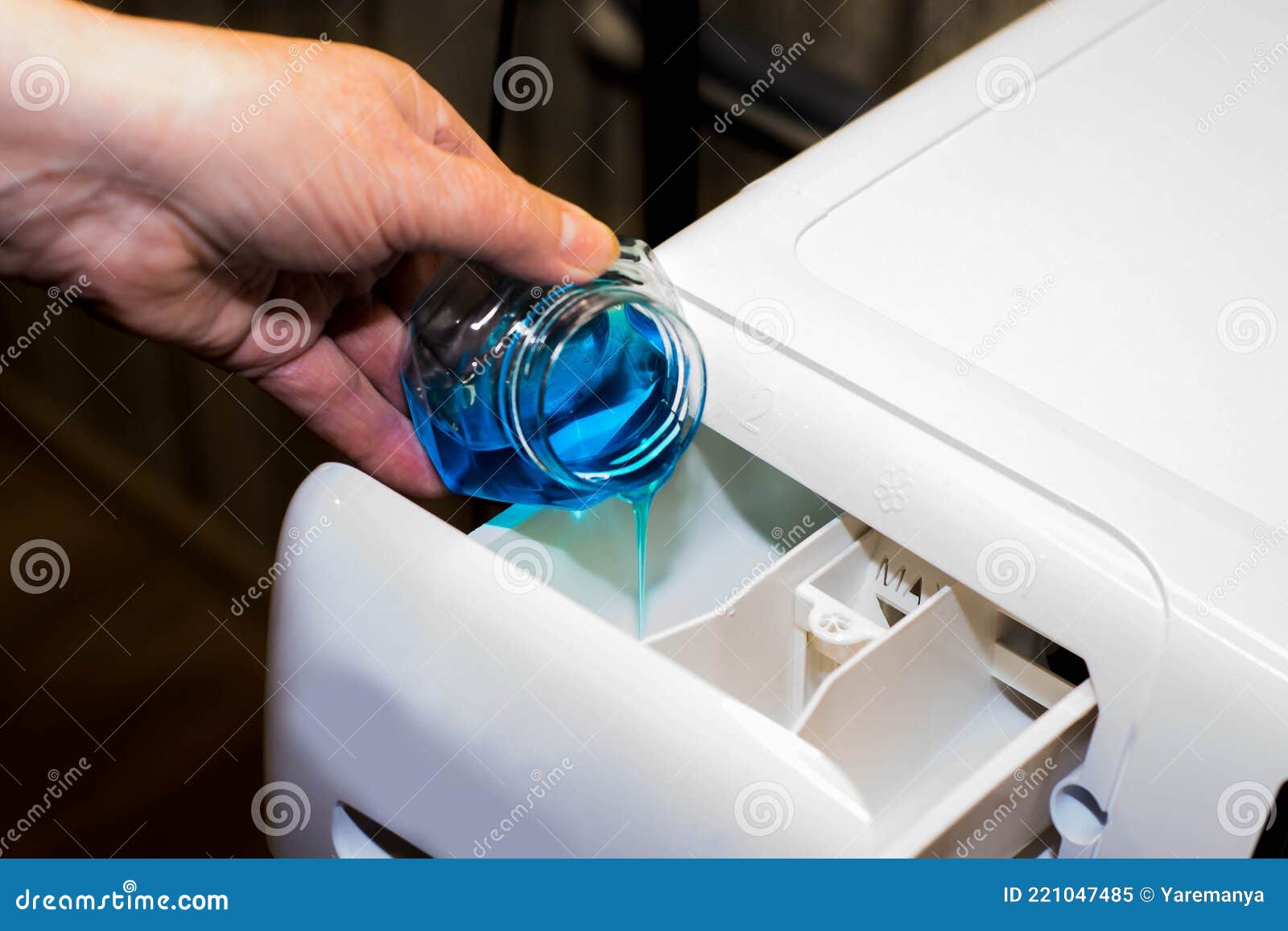 Washing Powder in the Washing Machine Stock Image - Image of hand ...