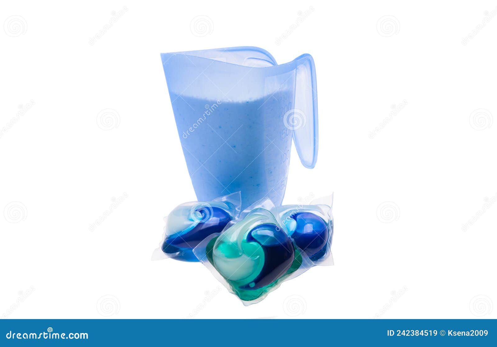 Washing Powder in Measuring Cup Isolated Stock Image - Image of soap ...