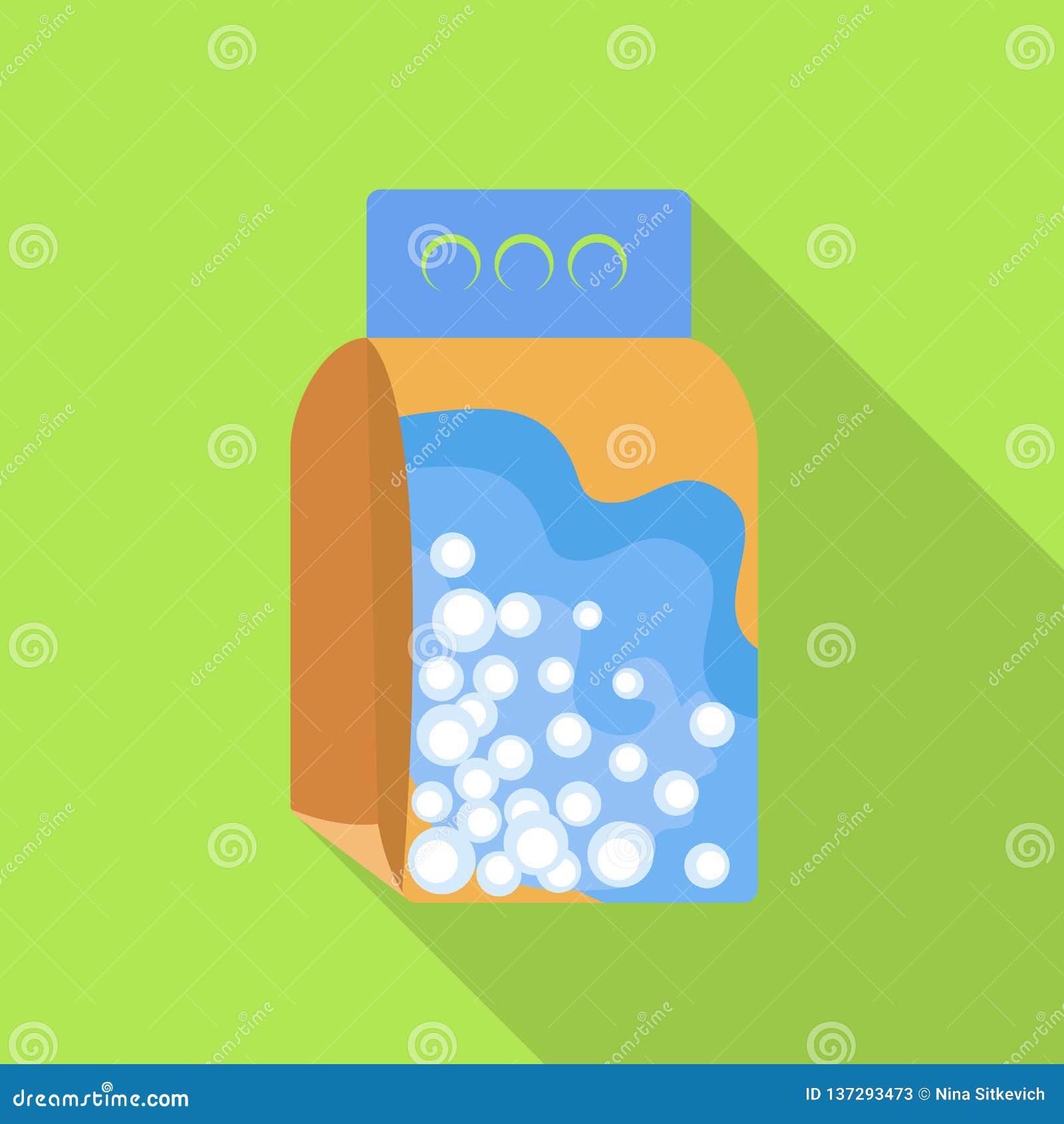 Washing Powder Pack Icon, Flat Style Stock Vector - Illustration of ...