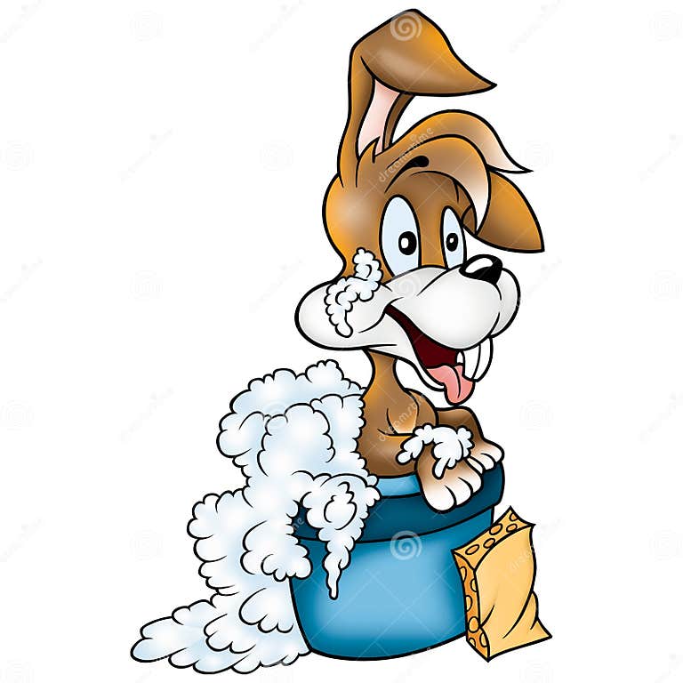 Washing rabbit stock illustration. Illustration of humorous - 1971534