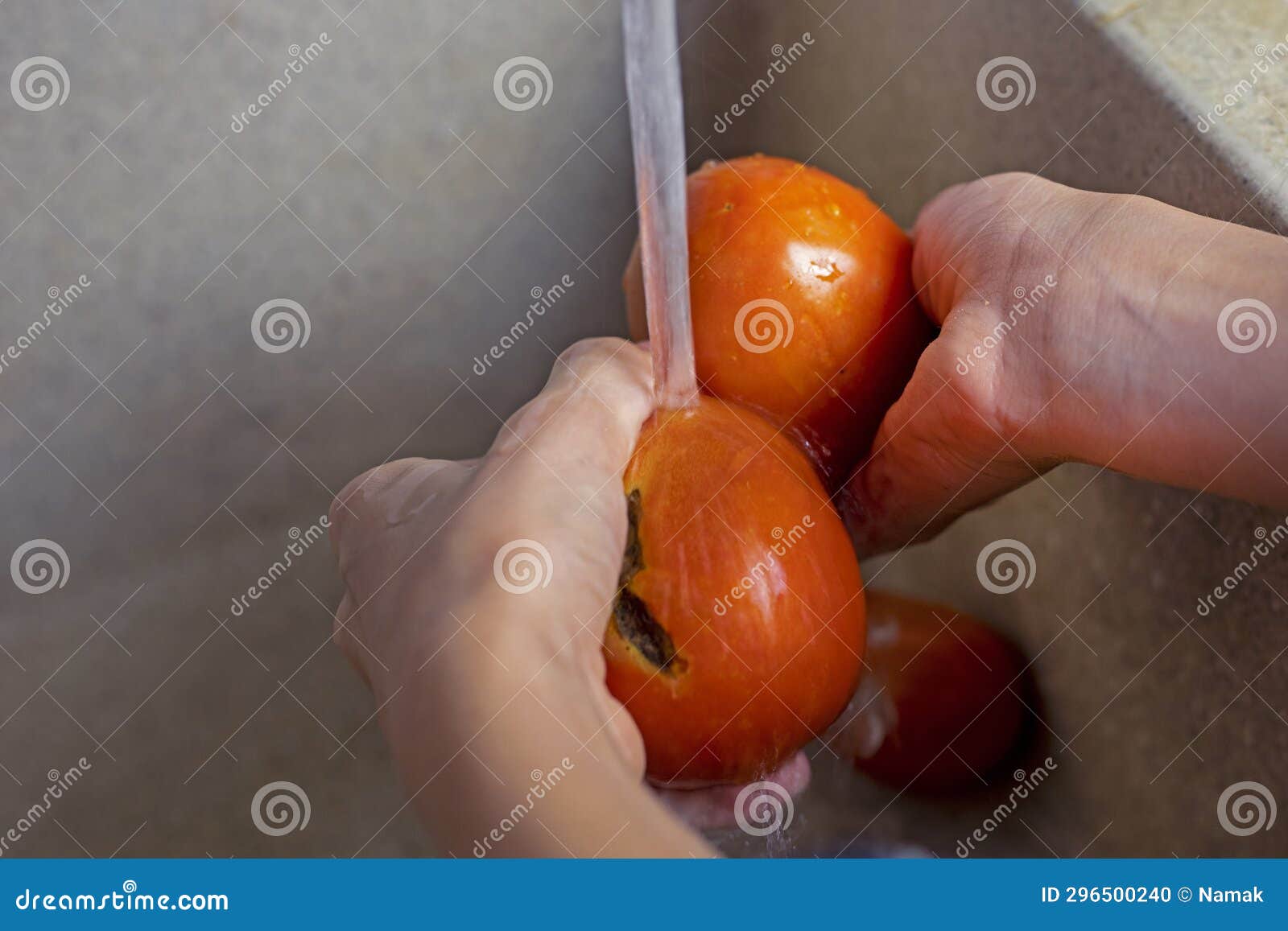Washing Red Homemade Tomatoes Under Running Water Stock Photo - Image ...