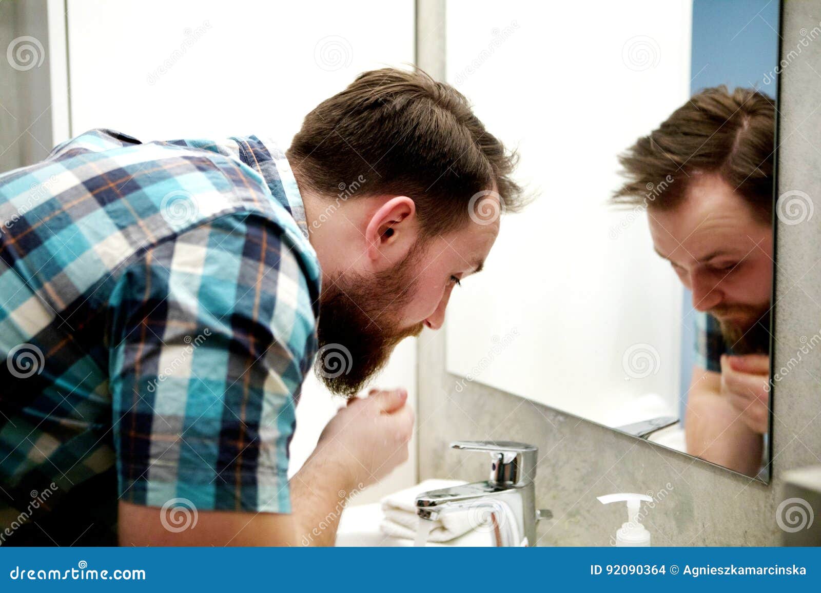 Washing and Refreshing Face. Stock Photo - Image of close, soap: 92090364