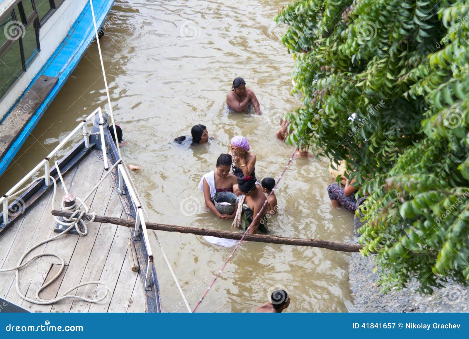 Washing in the River. editorial photography. Image of region - 41841657