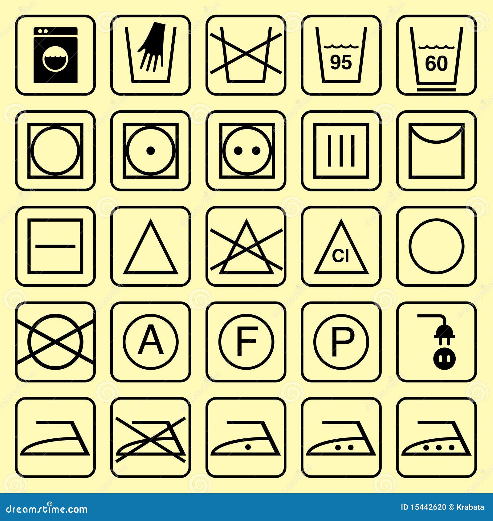 Washing signs stock vector. Illustration of temperature - 15442620