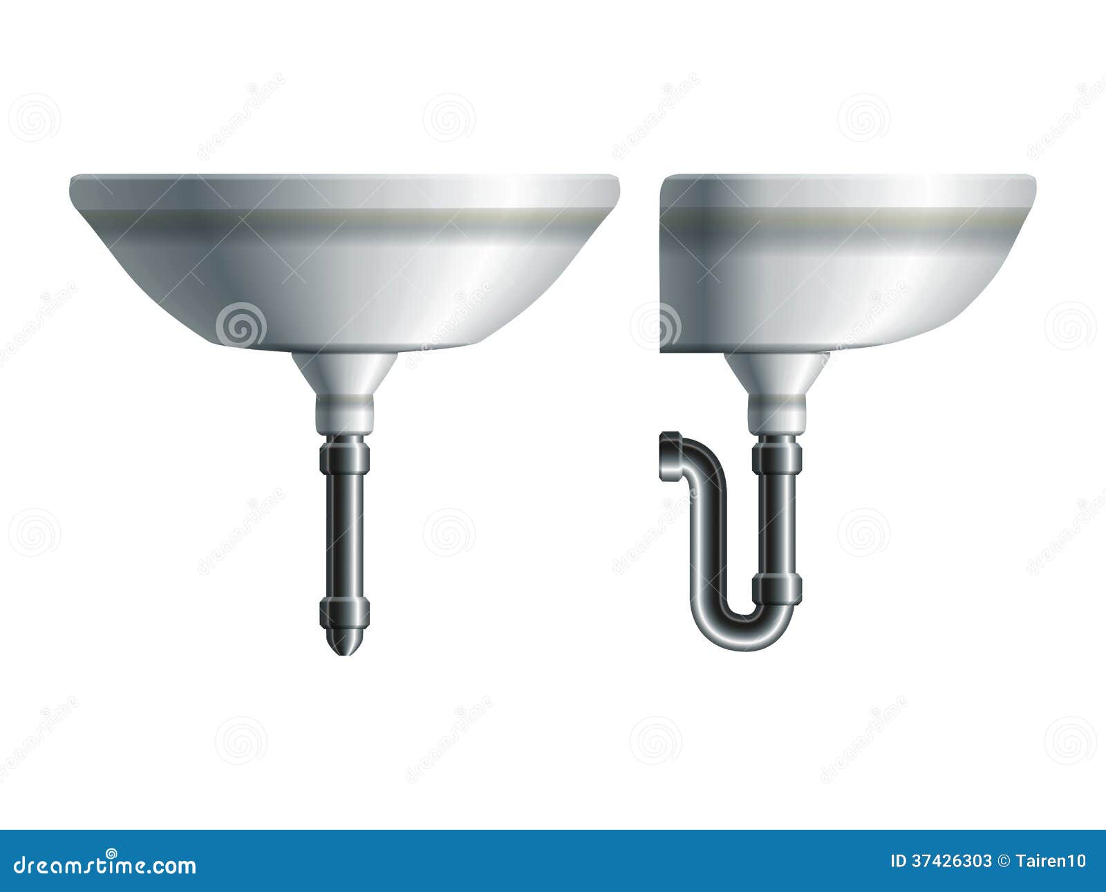 Washing Sink Side and Front View Stock Vector - Illustration of pipe ...