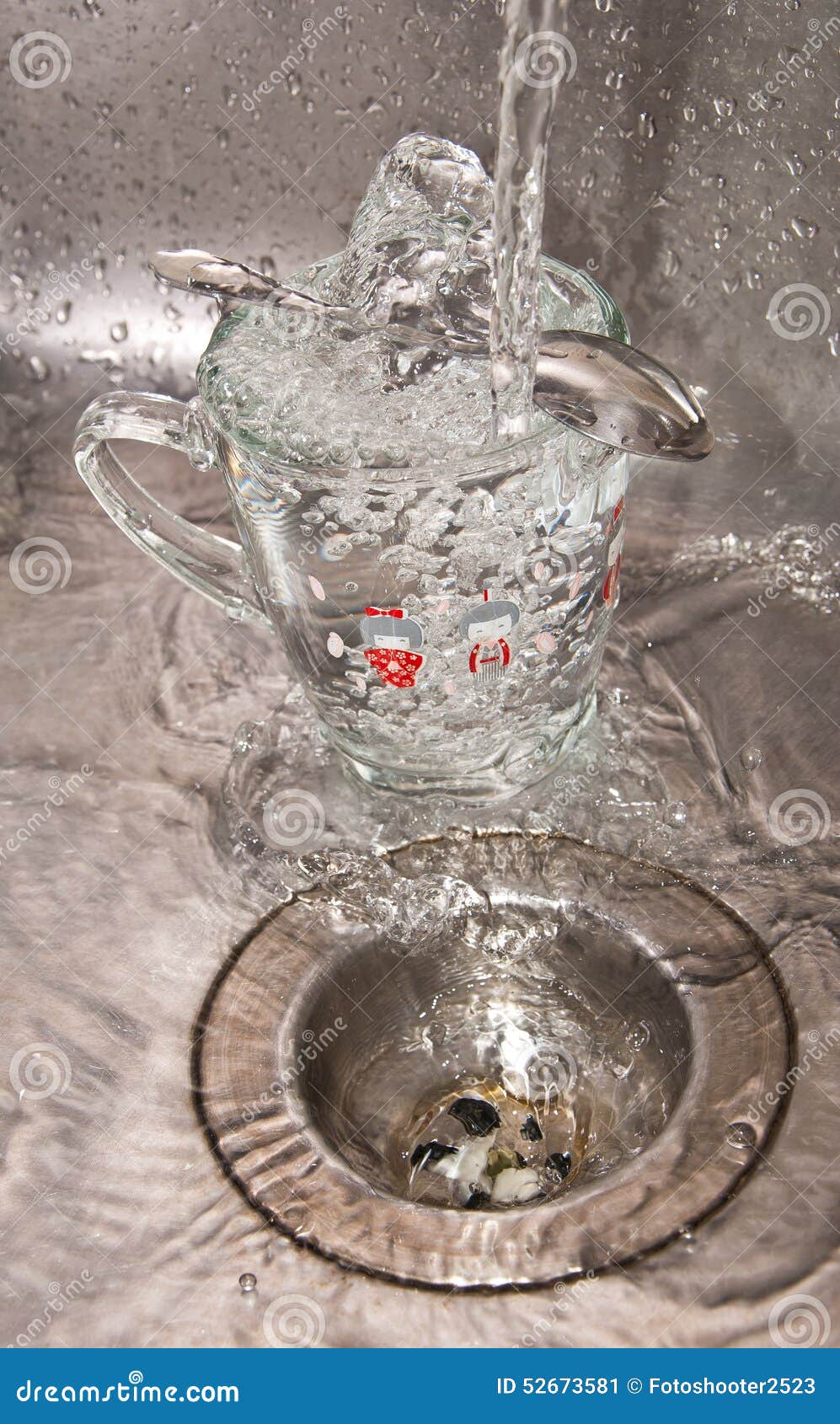 Washing Spoon and Glass in Sink Stock Image - Image of color, east ...