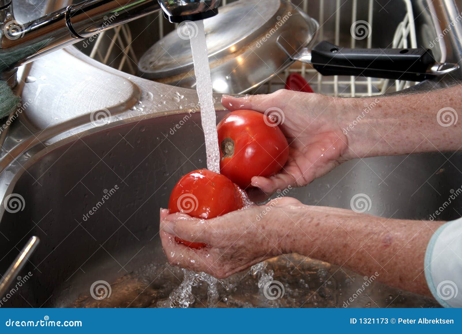 Washing tomatos stock image. Image of hygiene, flowing - 1321173