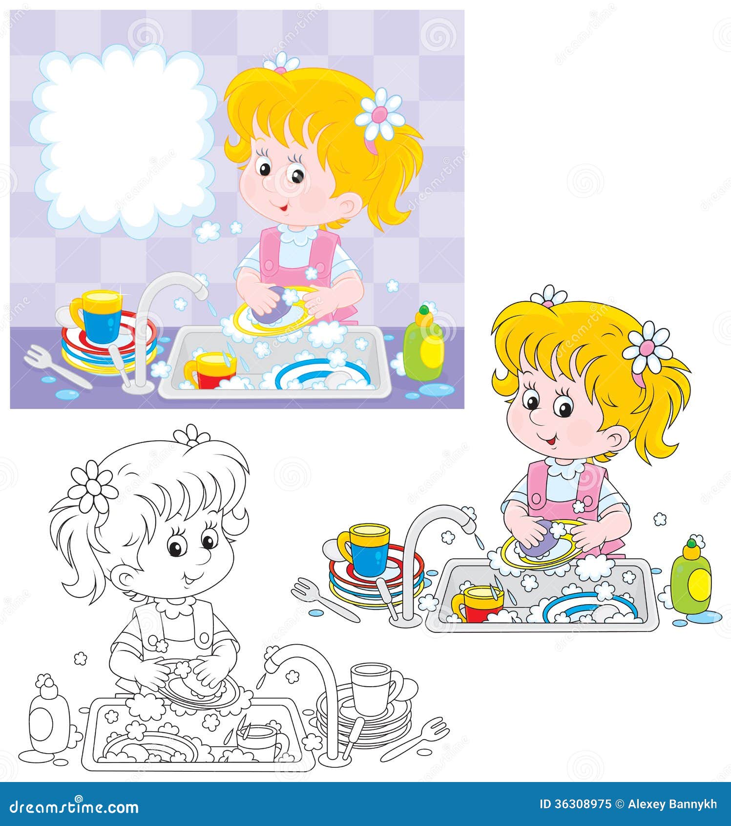 Washing-up vector illustratie. Illustration of kleuterschool - 36308975