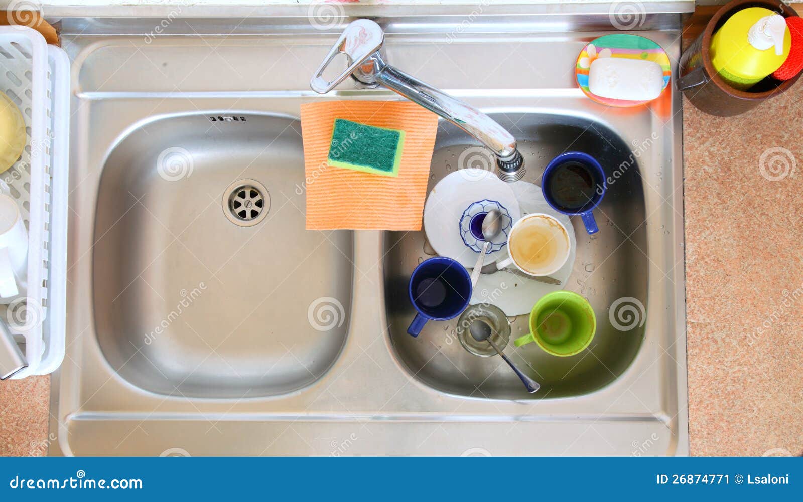 Washing-up Bowl in Kitchen Cup Stock Image - Image of dishware, bowl ...