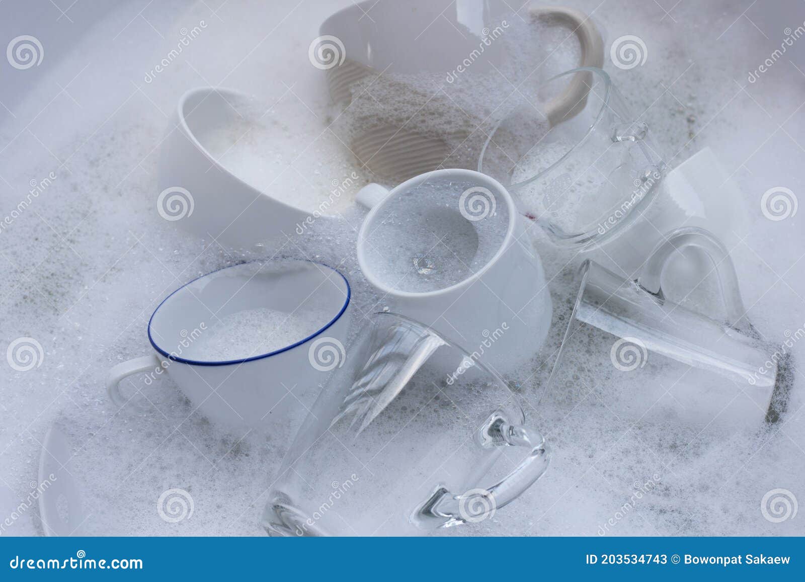 Washing Used Drinking Glasses and Cups Stock Image - Image of color ...
