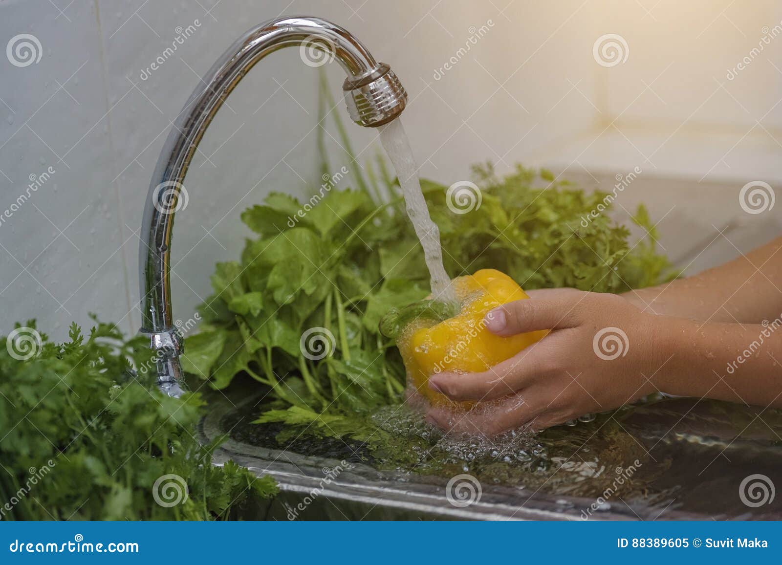 Washing vegetables stock image. Image of diet, pouring - 88389605
