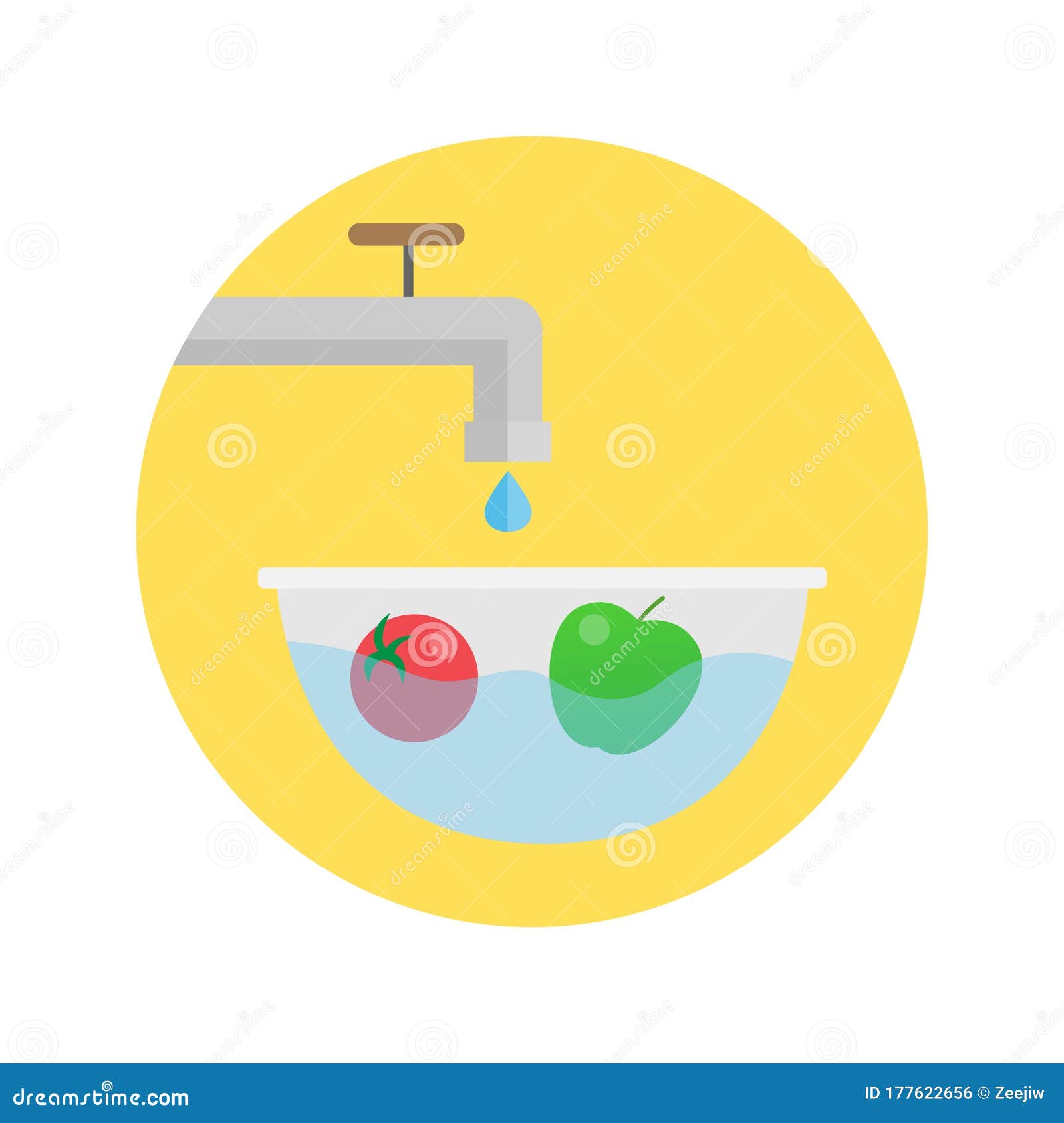 Washing Fruit With Purified Water. Vector. | CartoonDealer.com #134087169