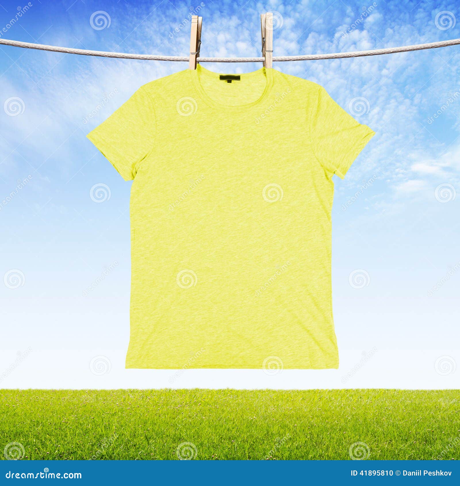 Washing yellow tshirt stock photo. Image of blank, cloth - 41895810