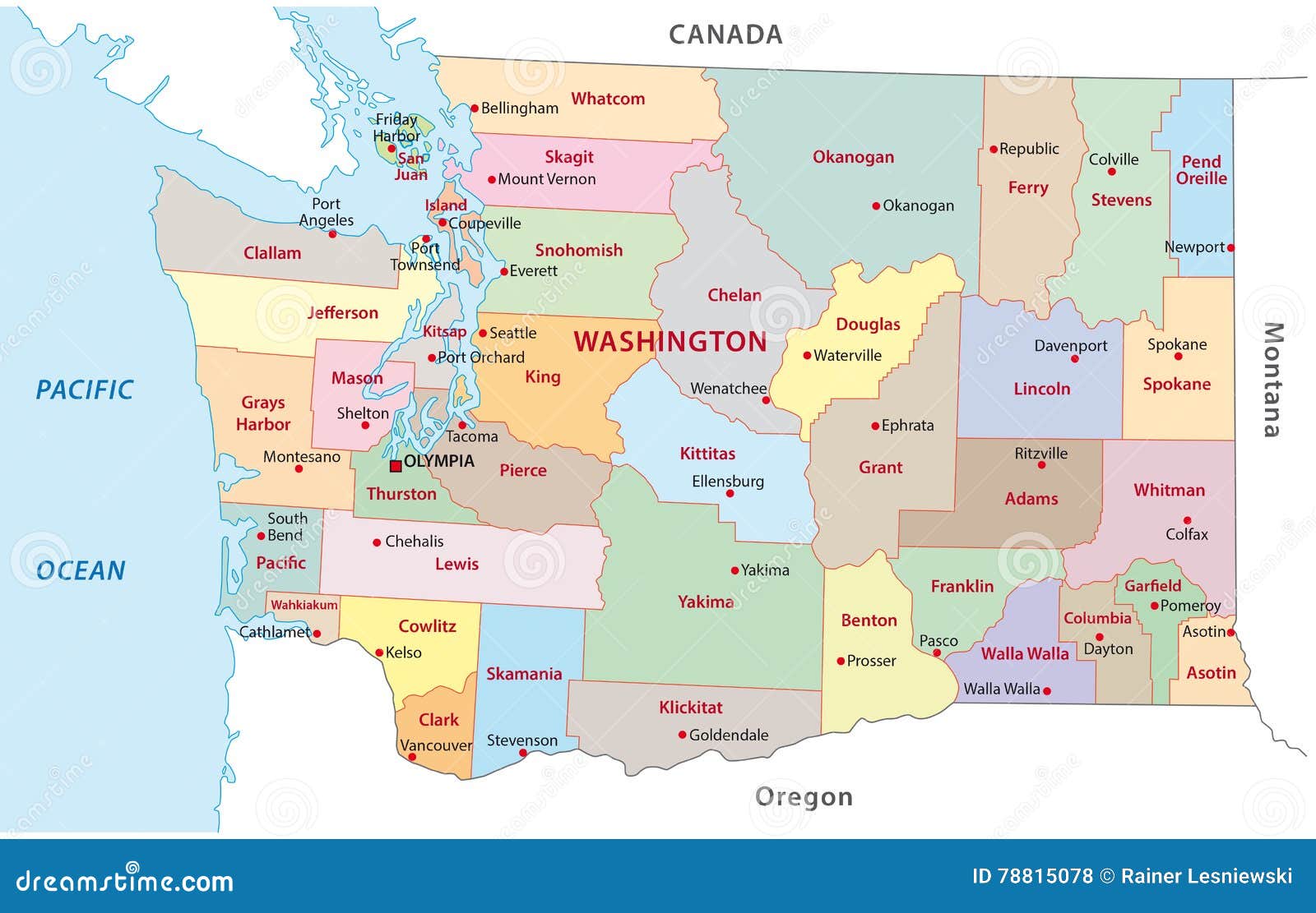 Washington DC Administrative Map. Counties Map Of Washington Dc With ...