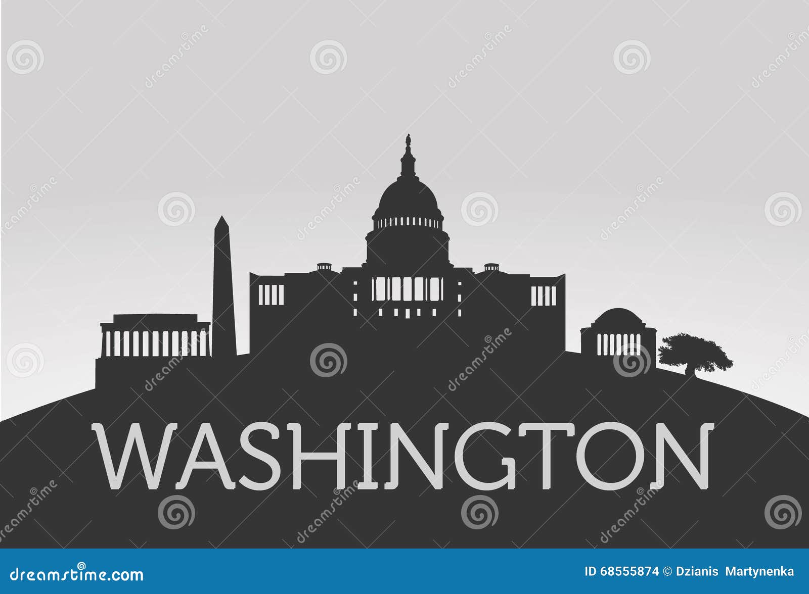 Washington DC City Map Grey Illustration Silhouette Shape ...