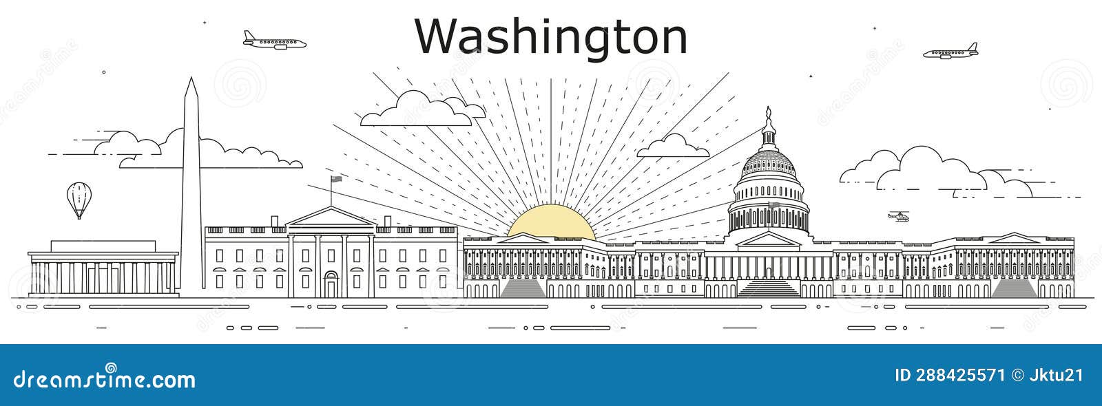 Washington Line Art Map Vector Illustration | CartoonDealer.com #126790254
