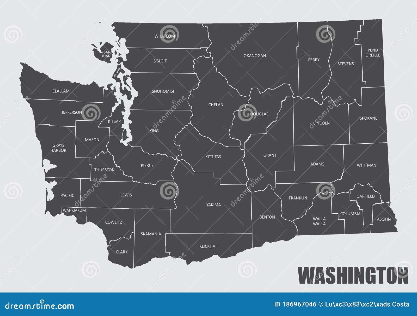 Washington County Map stock illustration. Illustration of silhouette ...