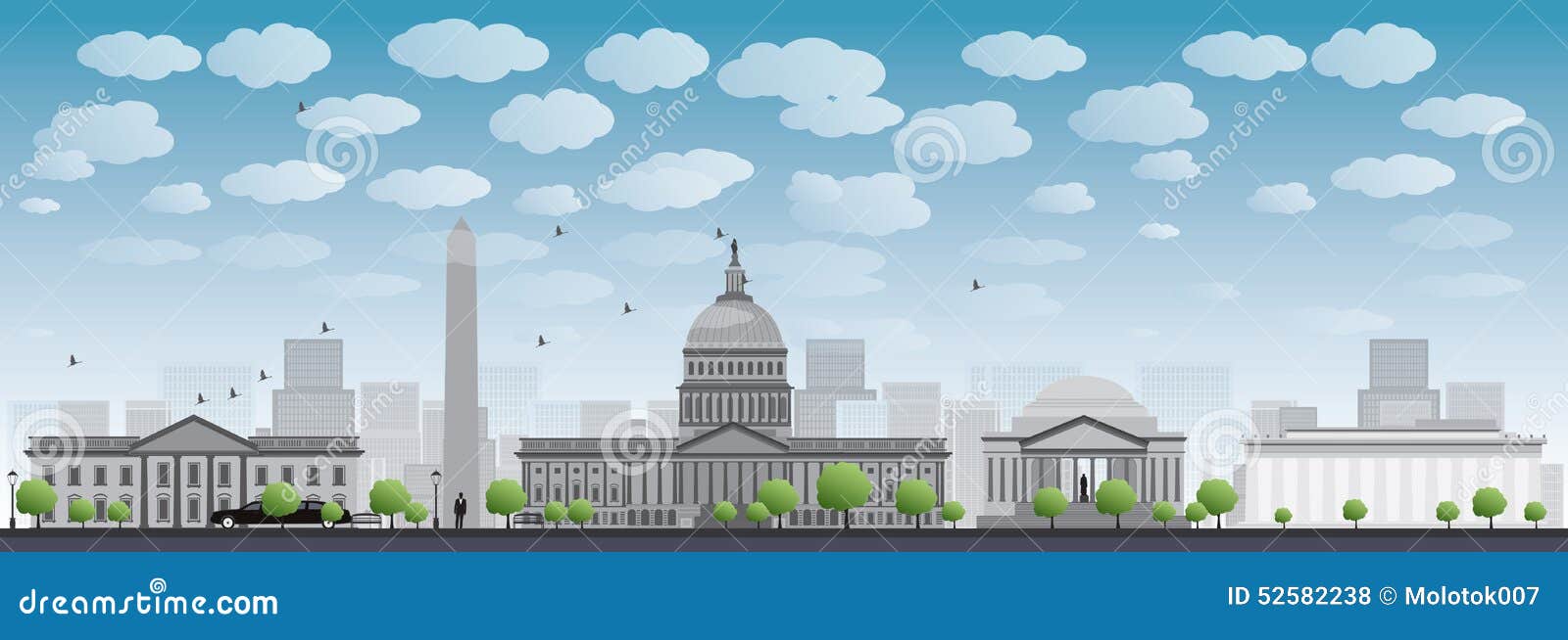 Washington DC City Skyline Silhouette Vector Illustration ...