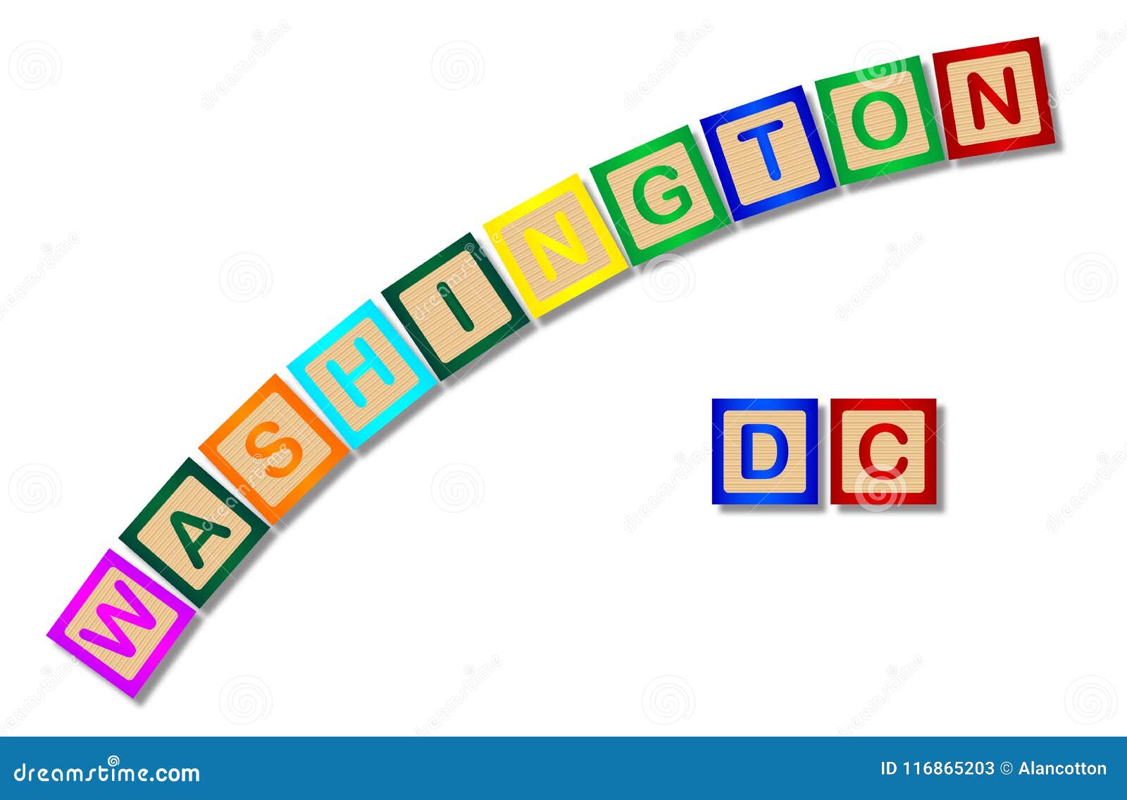 Washington DC Em Letras De Bloco De Madeira Isoladas Ilustração do ...
