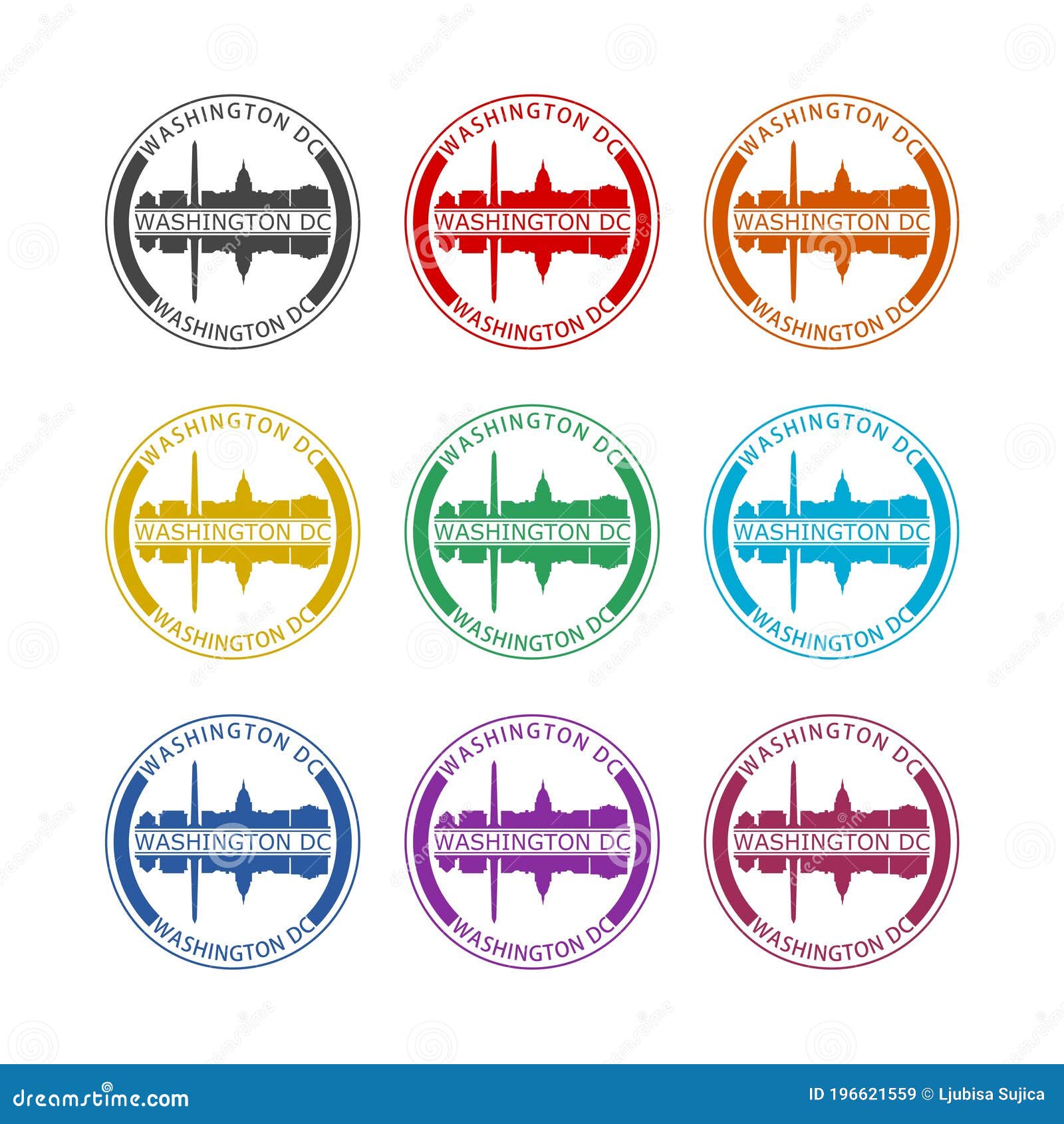 Washington DC Icon, Color Set Stock Vector - Illustration of historic ...