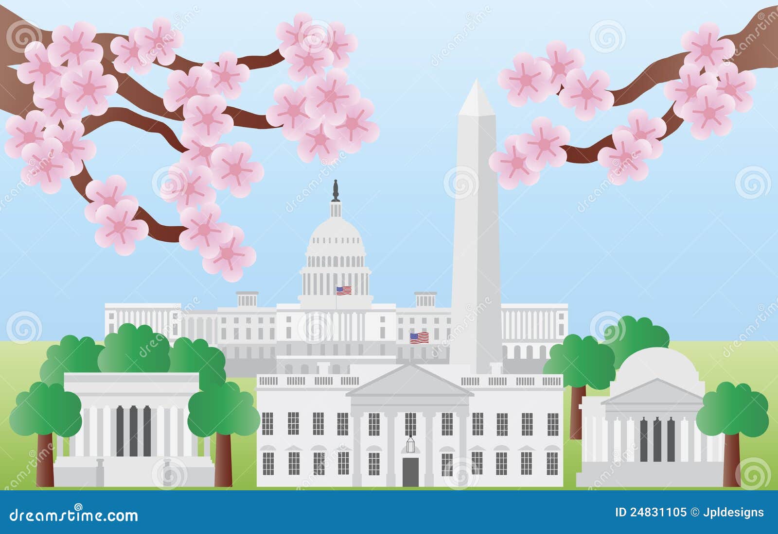 Jefferson Memorial Silhouette Vector Illustration | CartoonDealer.com ...