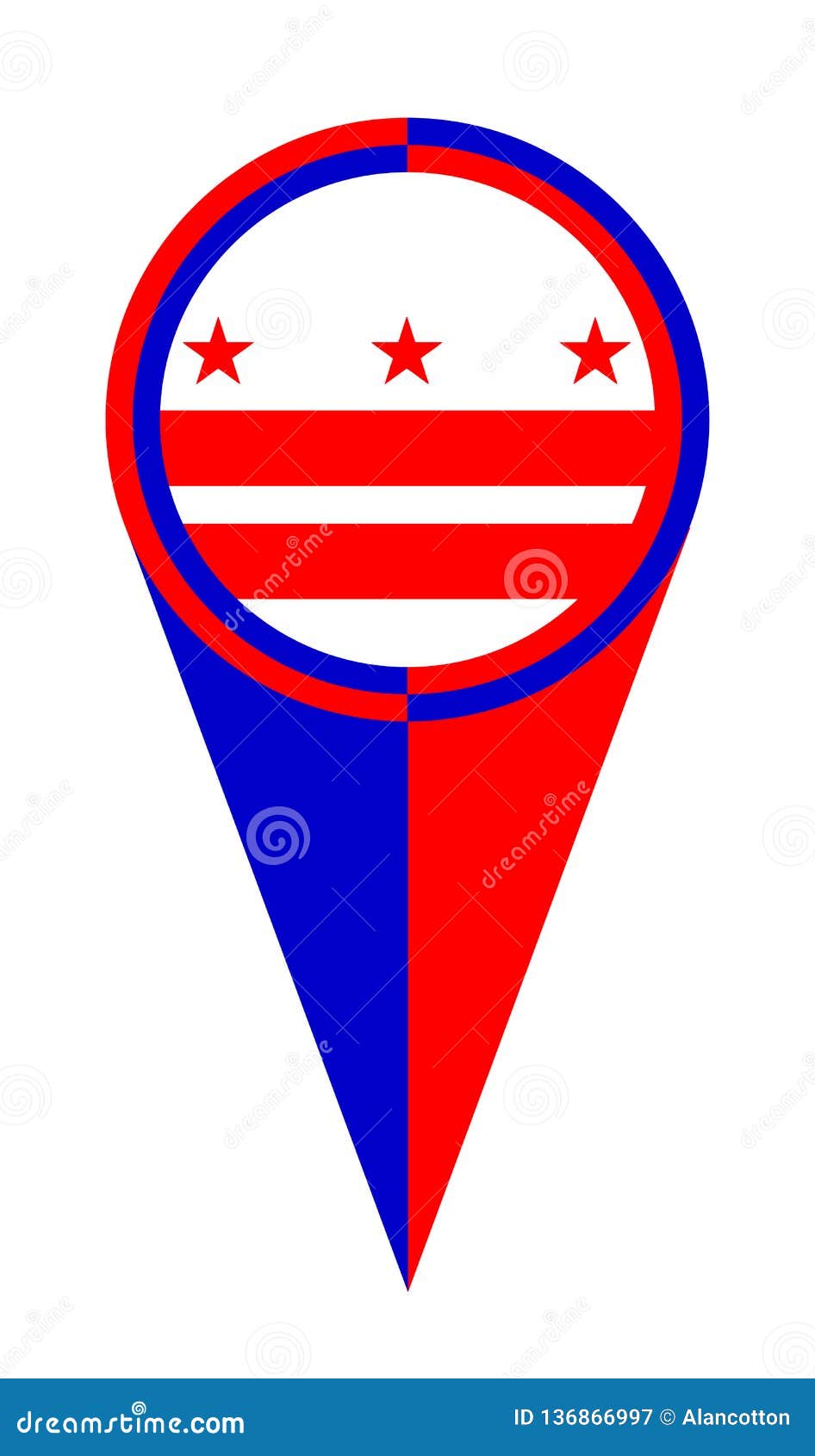 Washington DC Map Pointer Location Flag Stock Vector - Illustration of ...