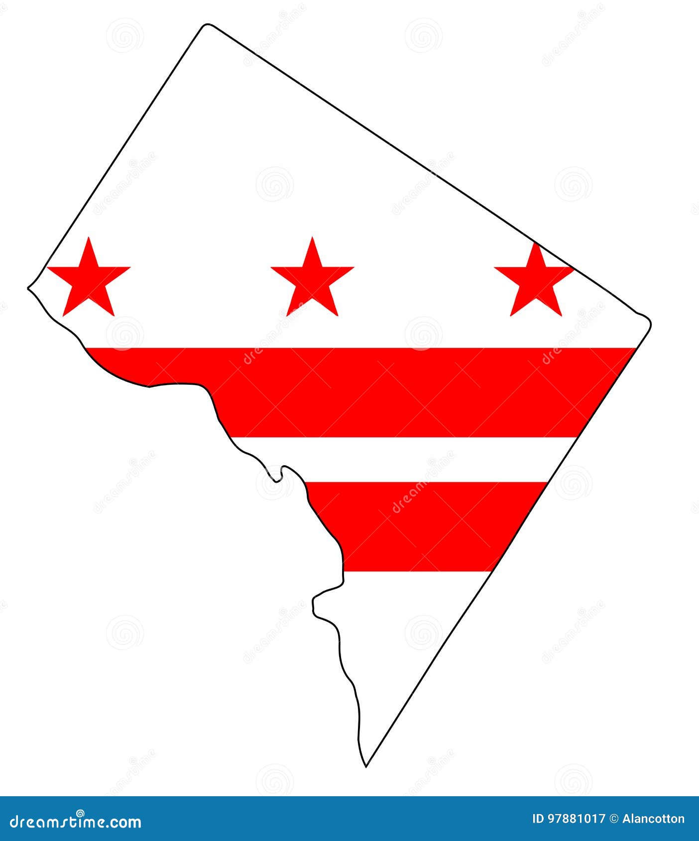 Washington DC Outline Map and Flag Stock Vector - Illustration of ...