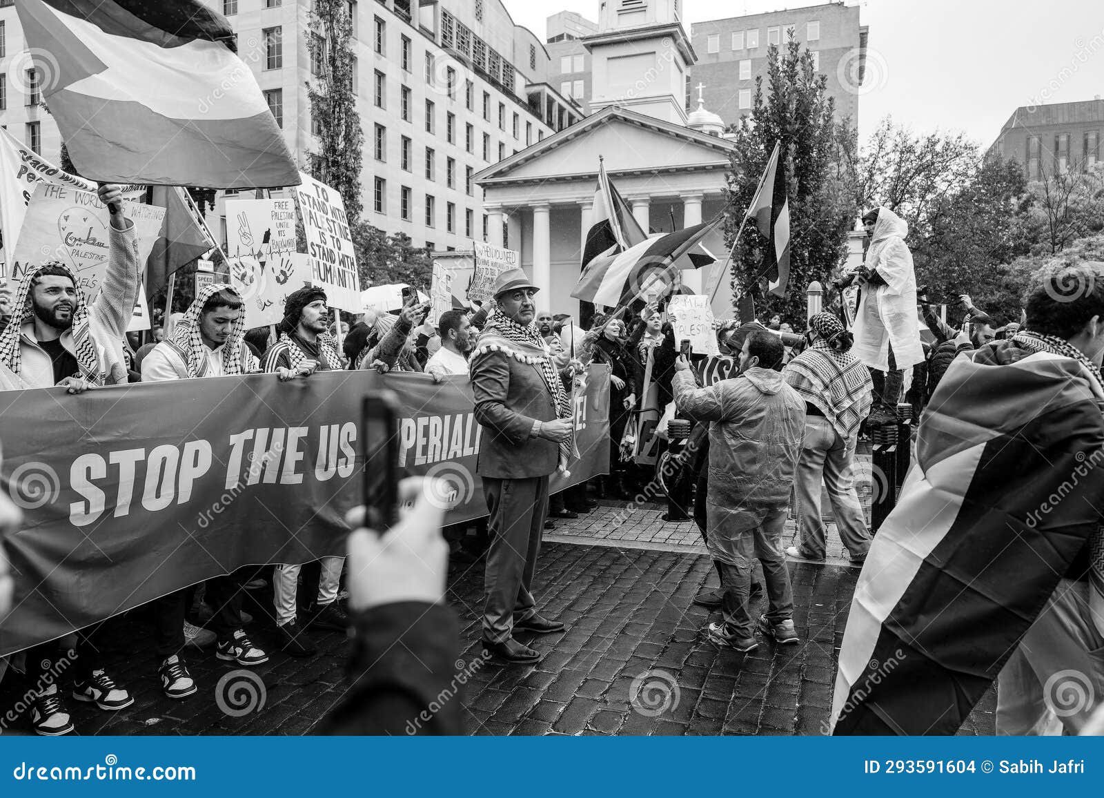 Washington, DC - 10-14-2023: Palestine Protest Banners in Black and ...